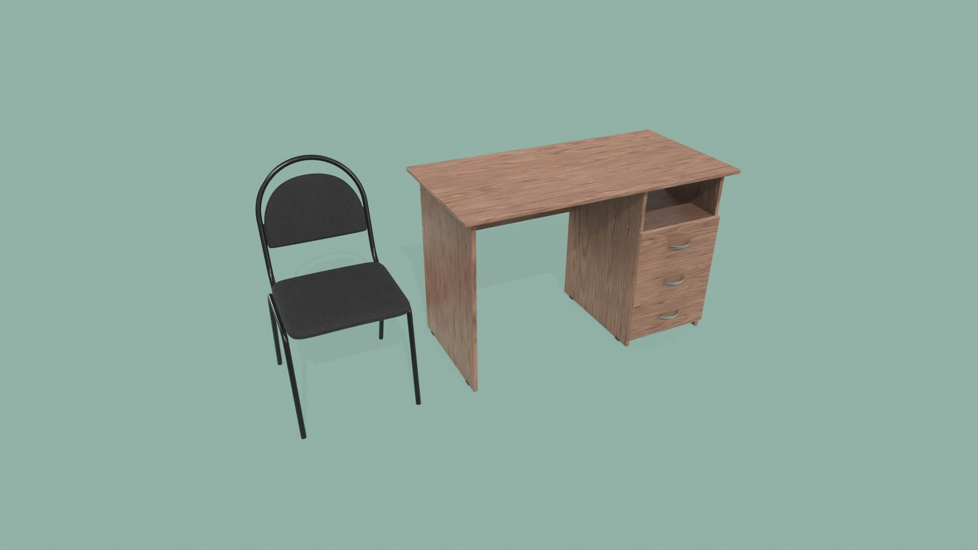 Desk and Chair - 3D Model by AshMesh