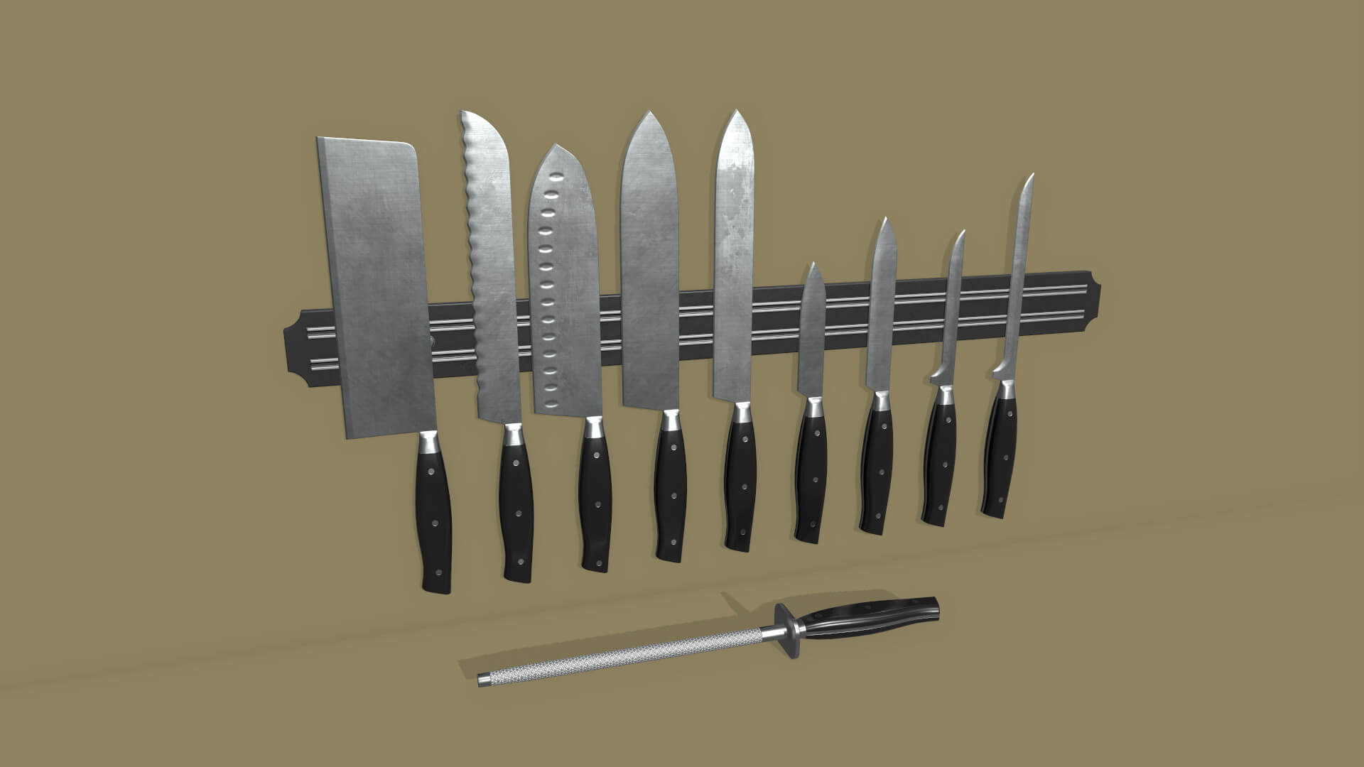 Kitchen Knife Set - 3D Model by AshMesh