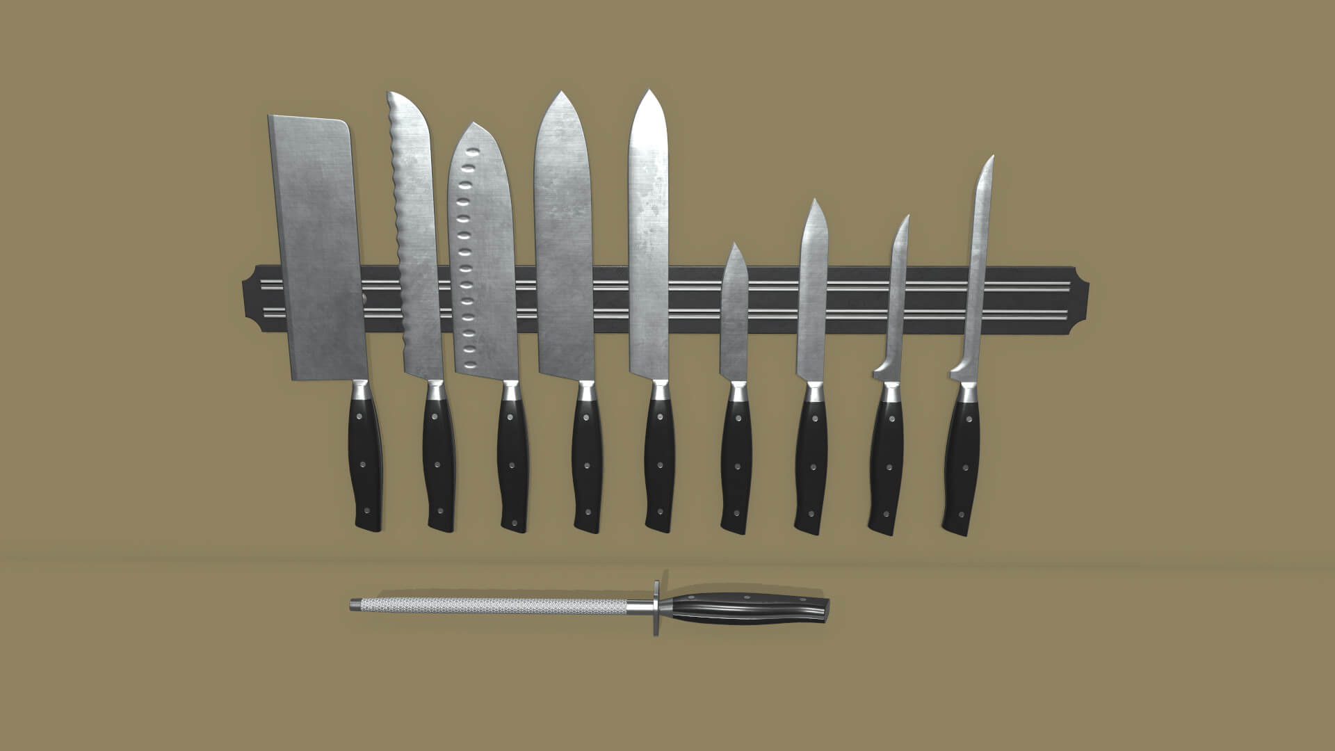 Kitchen Knife Set - 3D Model by AshMesh