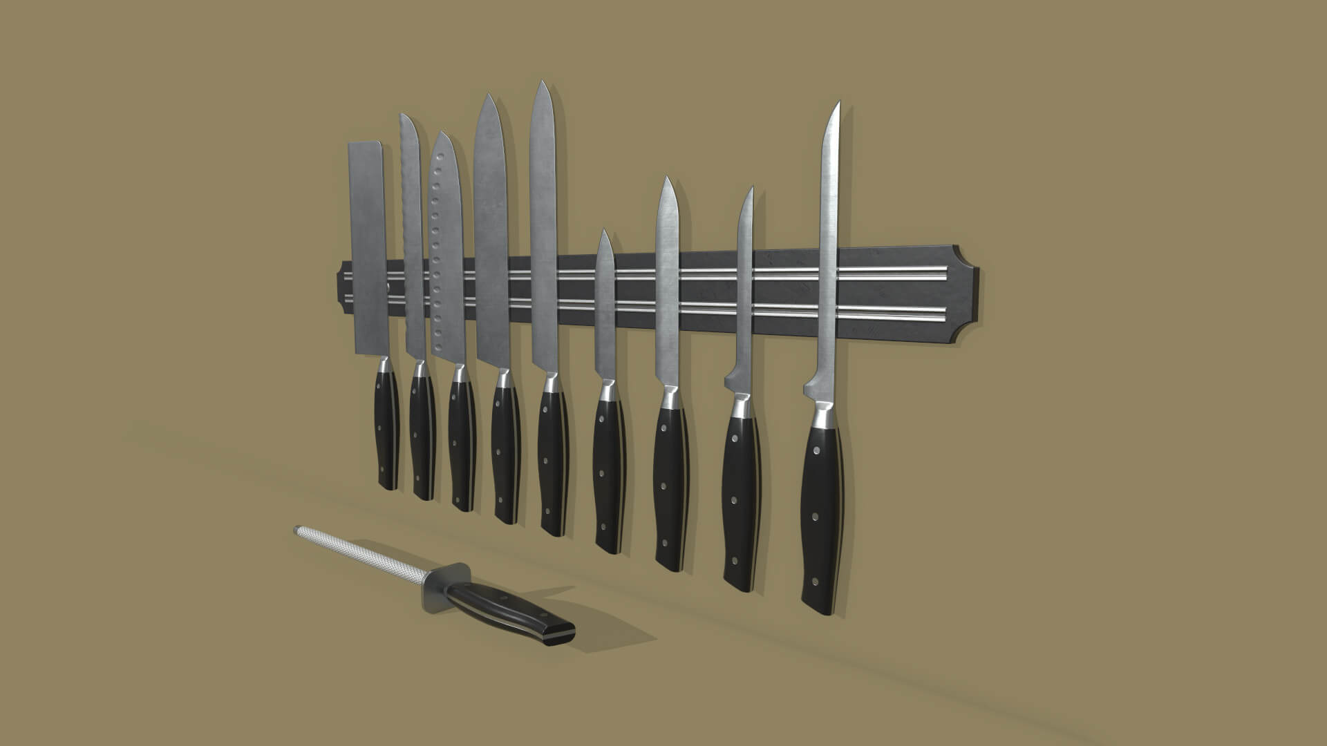 Kitchen Knife Set - 3D Model by AshMesh