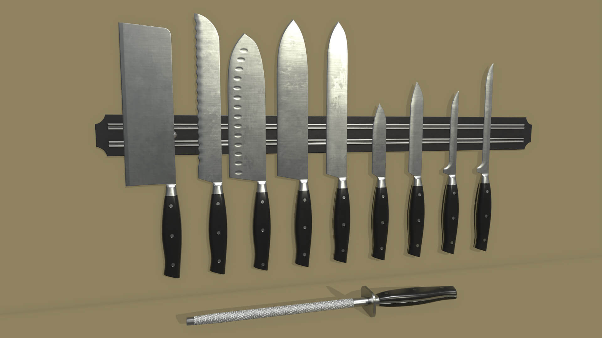 Kitchen Knife Set - 3D Model by AshMesh