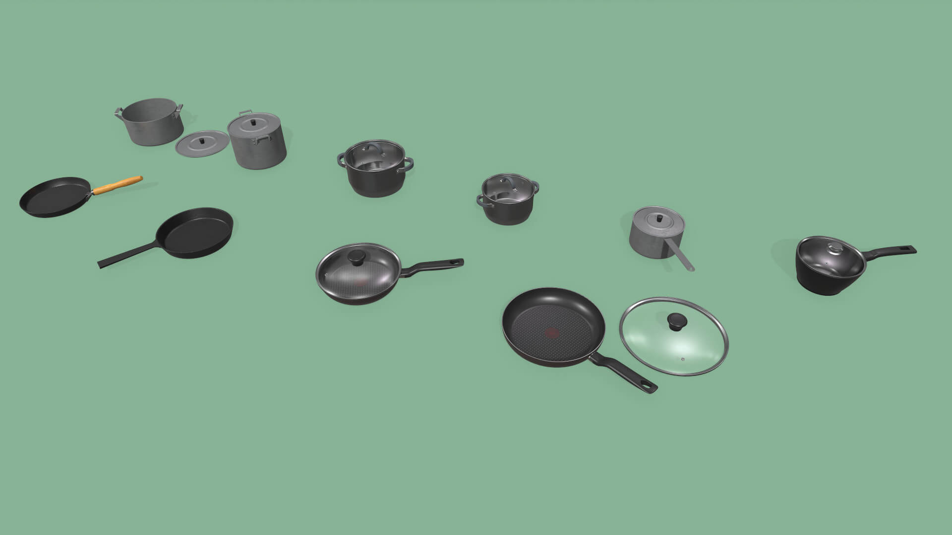 Kitchen Pots and Pans - 3D Model by AshMesh