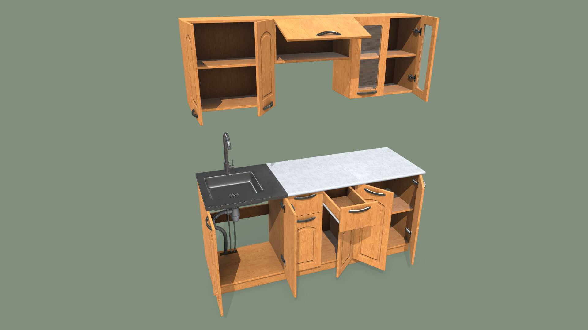 Kitchen Set - 3D Model by AshMesh