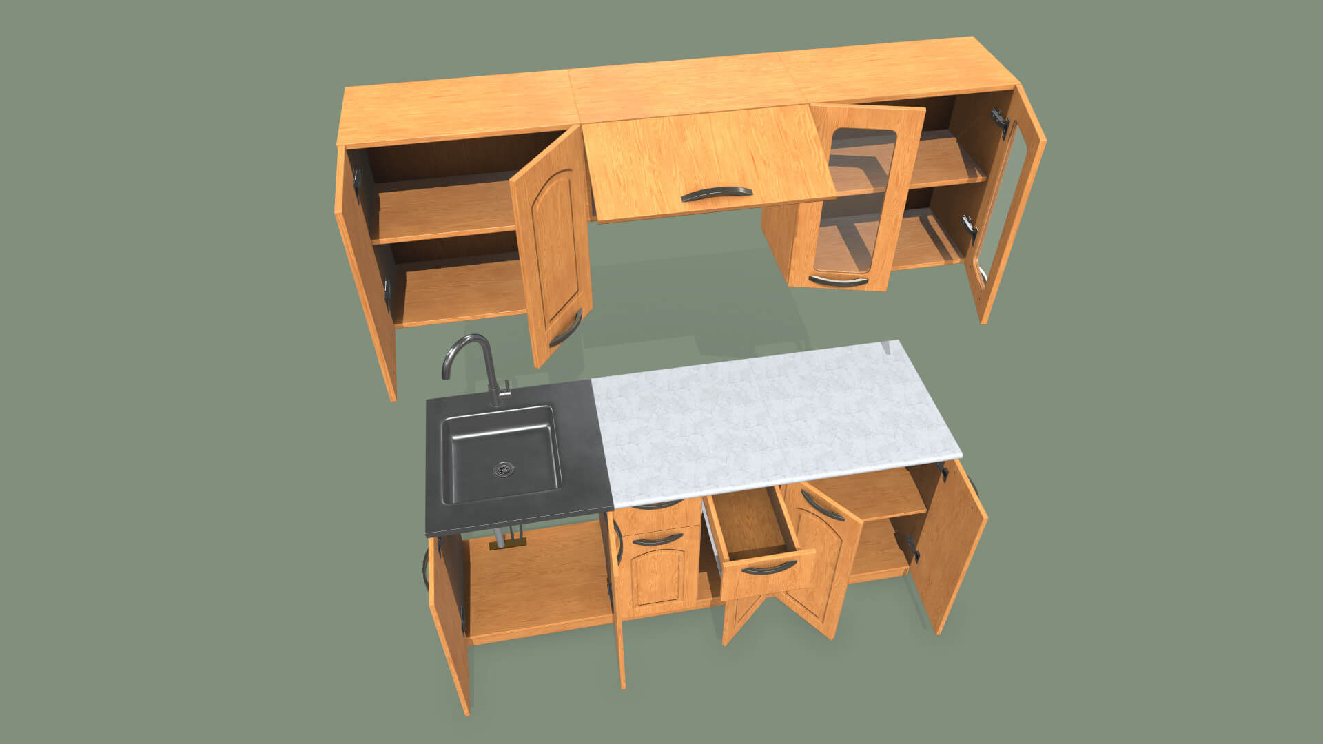 Kitchen Set - 3D Model by AshMesh