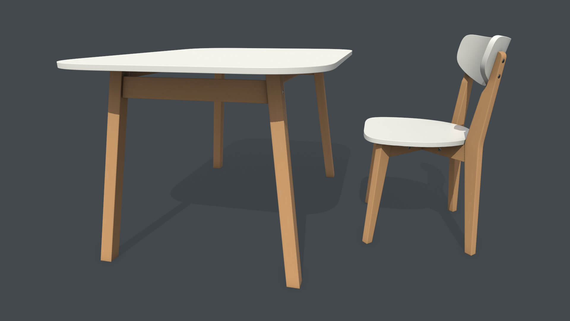 Old Dining Table and Chair - 3D Model by AshMesh