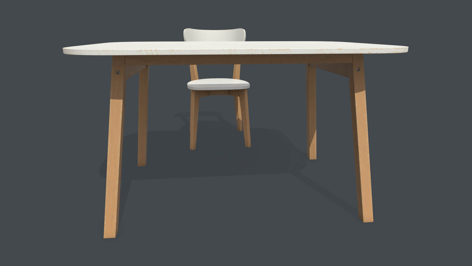 Old Dining Table and Chair - 3D Model by AshMesh