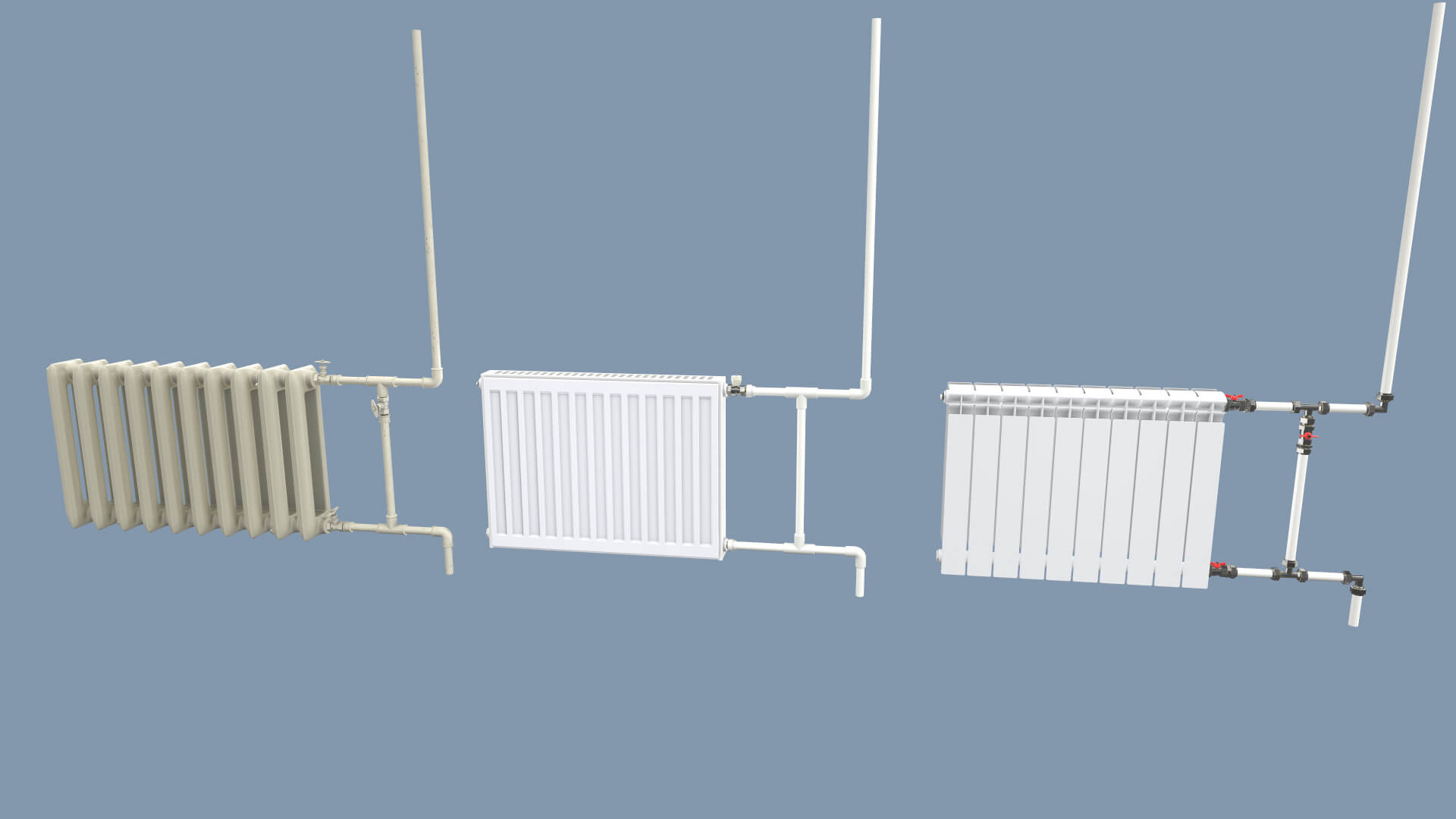 Radiators With Modular Pipes - 3D Model by AshMesh