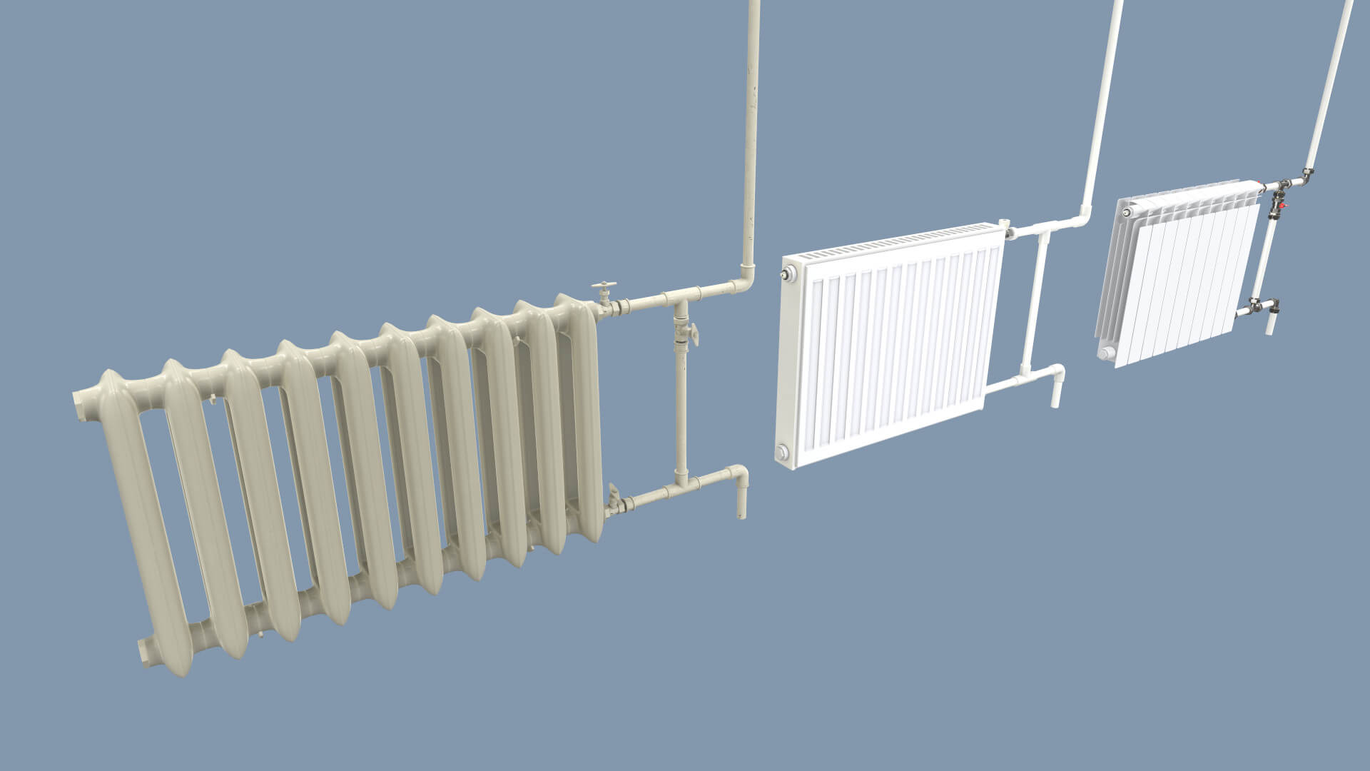 Radiators With Modular Pipes - 3D Model by AshMesh