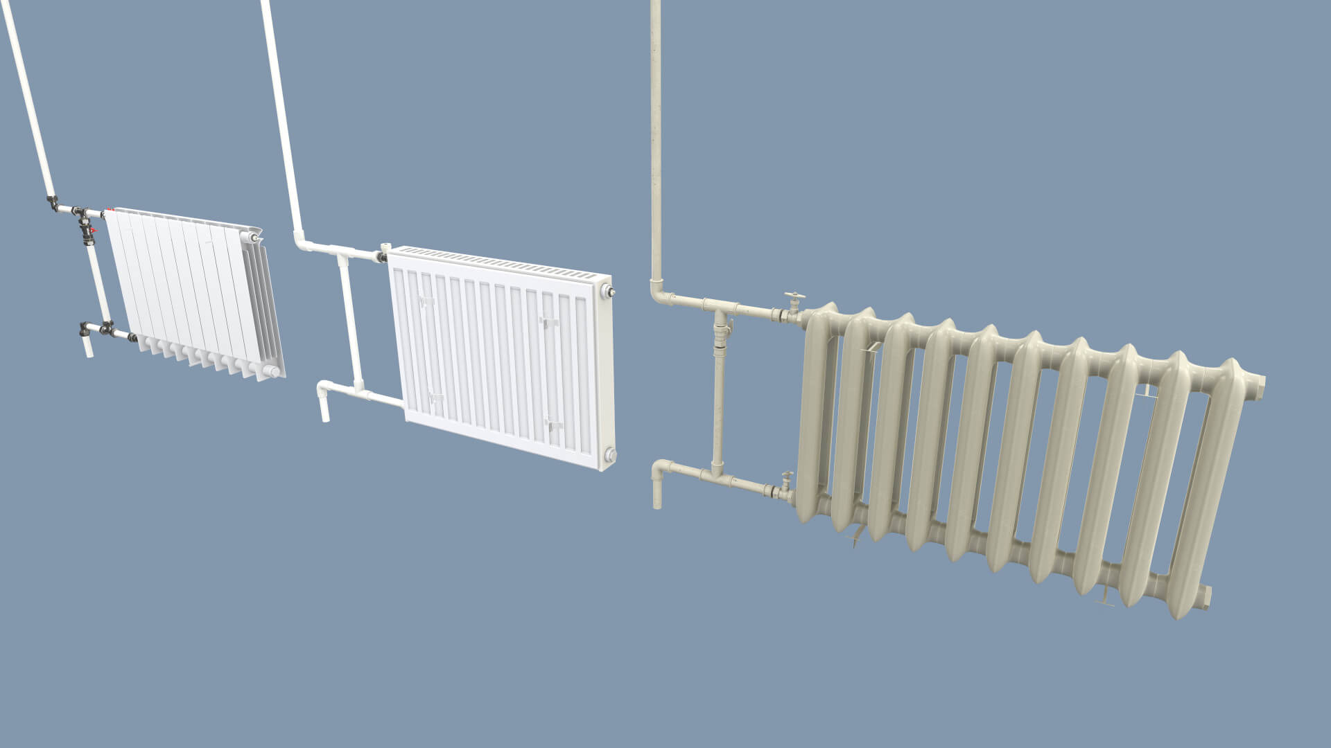 Radiators With Modular Pipes - 3D Model by AshMesh