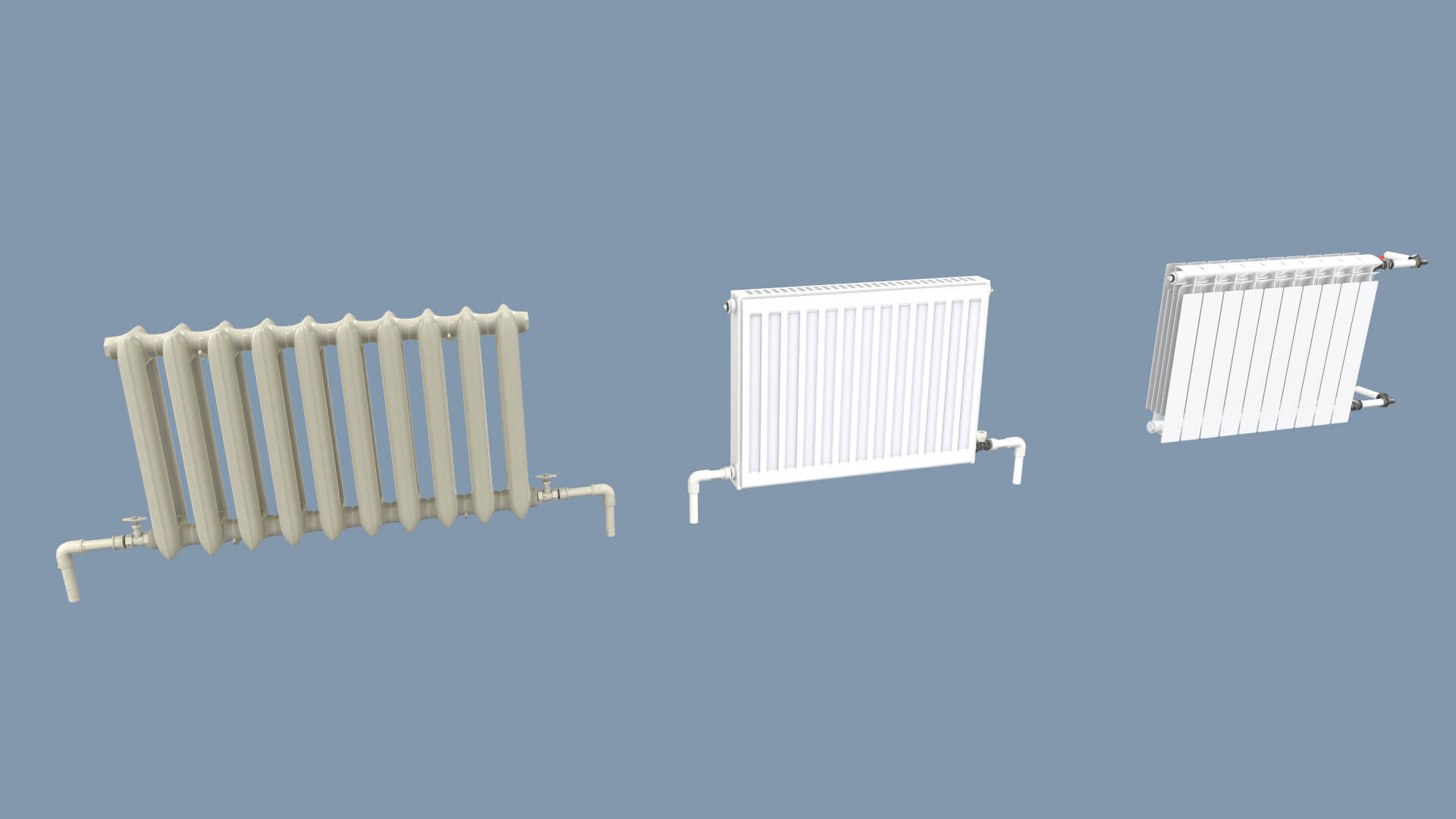 Radiators With Modular Pipes - 3D Model by AshMesh