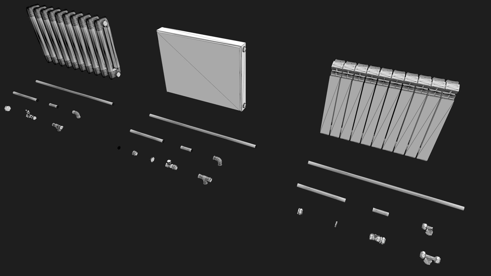 Radiators With Modular Pipes - 3D Model by AshMesh