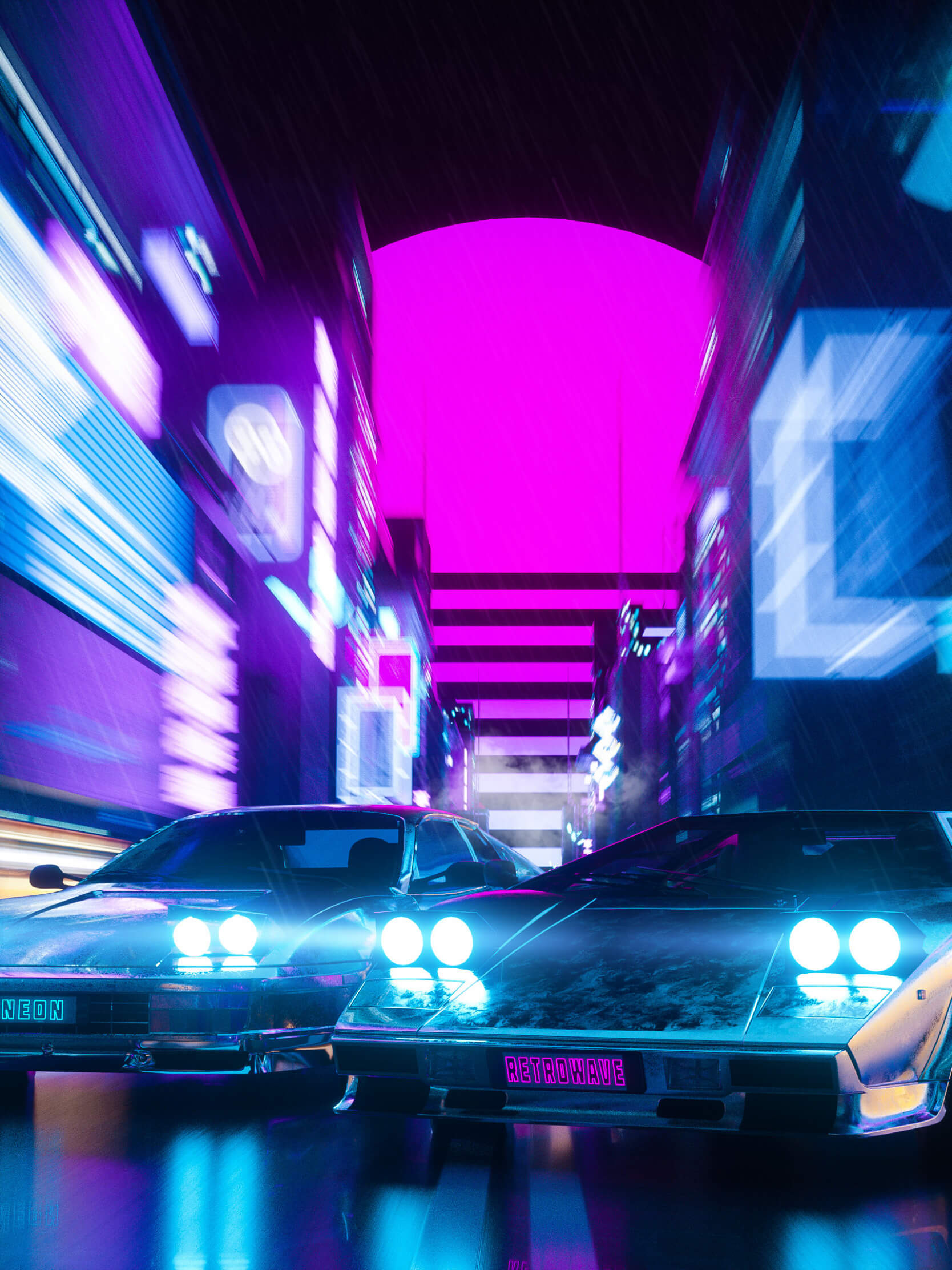 Neon Racers 3D Desktop HD Wallpaper