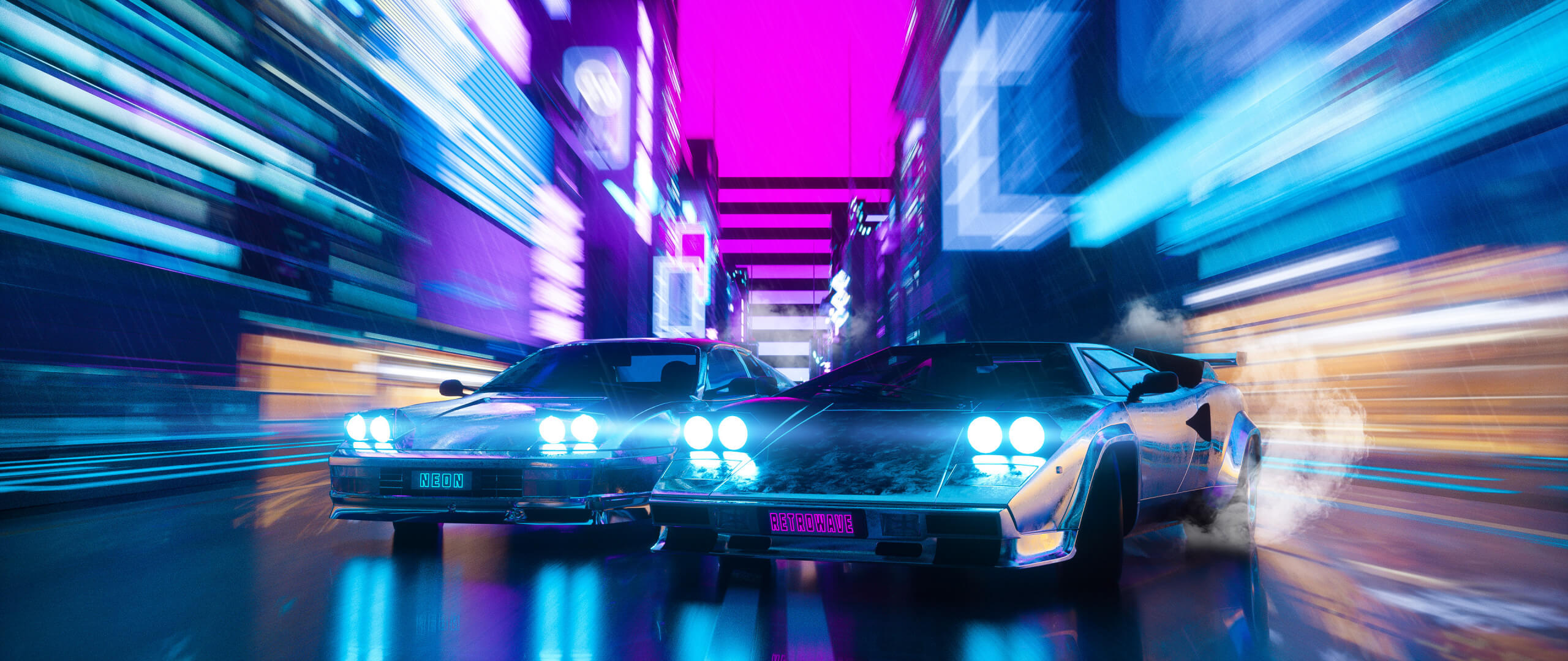 Neon Racers 3D Desktop HD Wallpaper