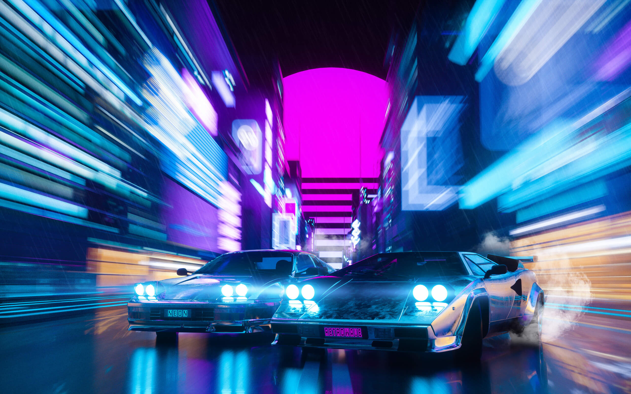 Neon Racers 3D Desktop HD Wallpaper