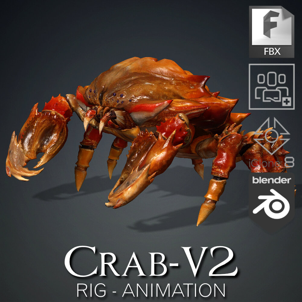 Crab-V2-Animation 3D Render, Digital Art by Asset_Animated