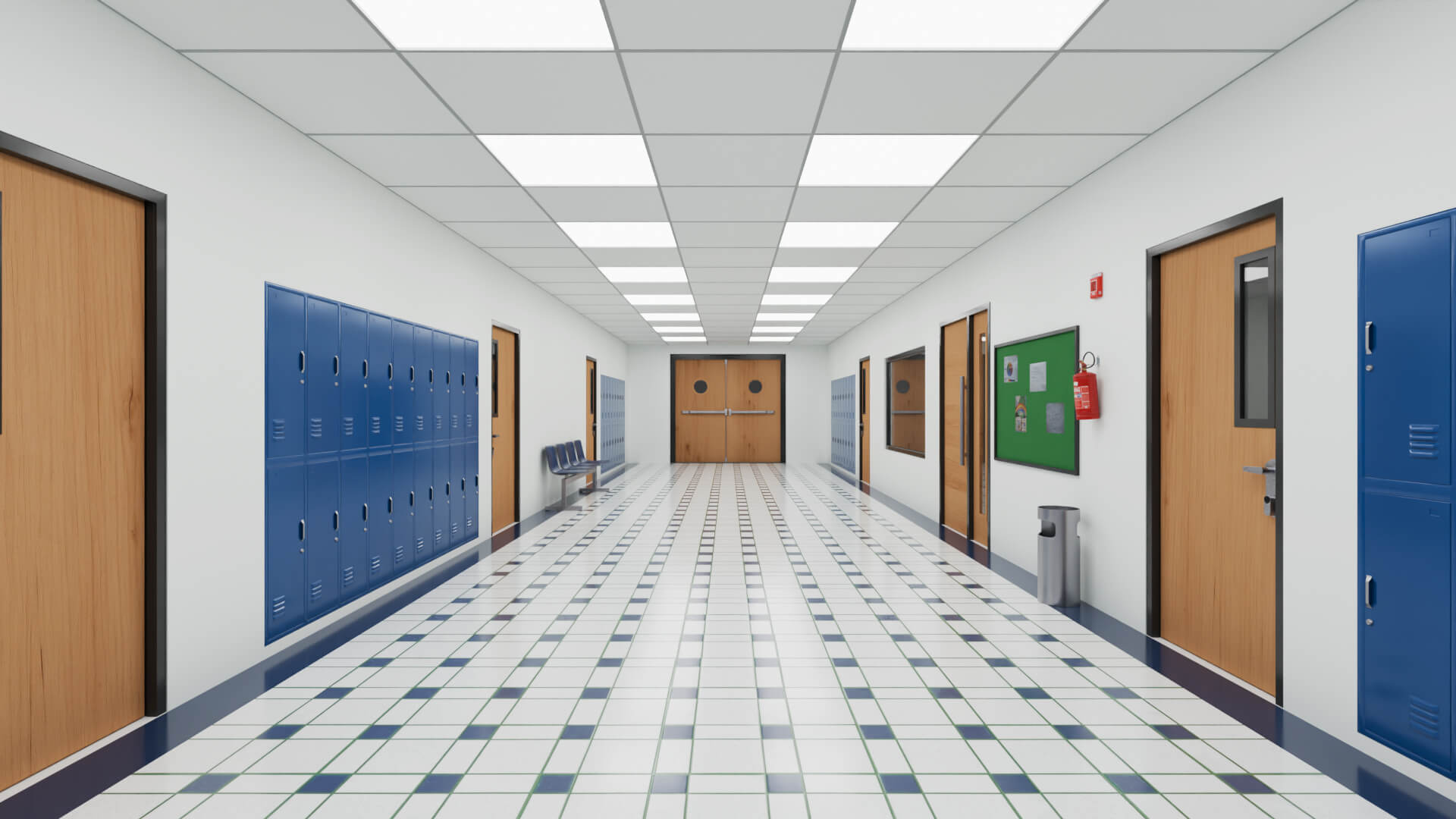 School Hallway Corridor - 3D Model by AstraCG