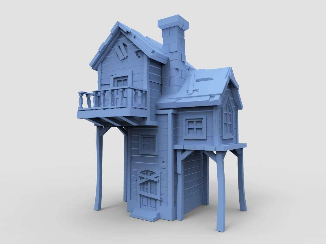 Wooden Haunted House - 3D Model by AV3DPrint