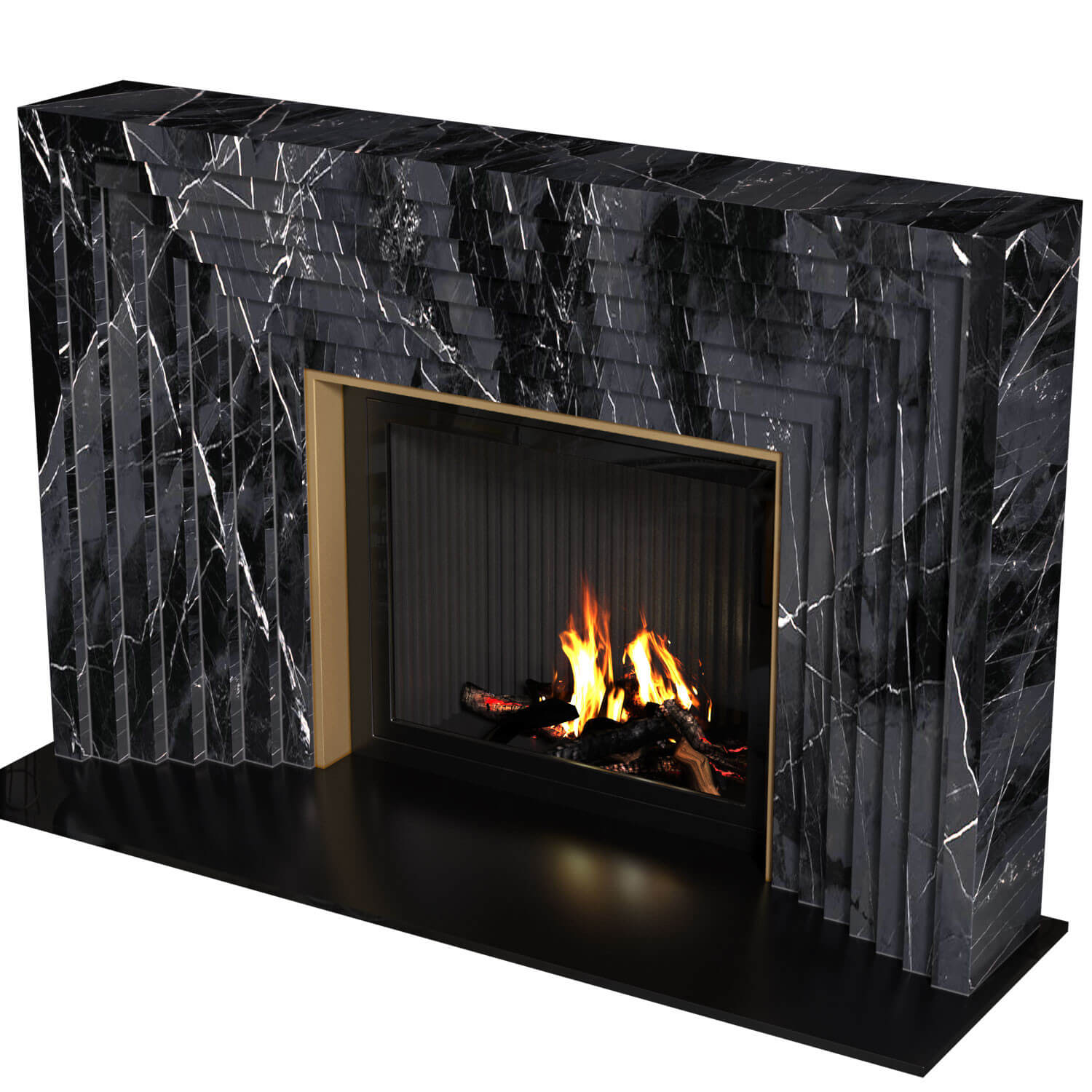 Modern Art Deco Marble Fireplace - 3D Model by Avamis