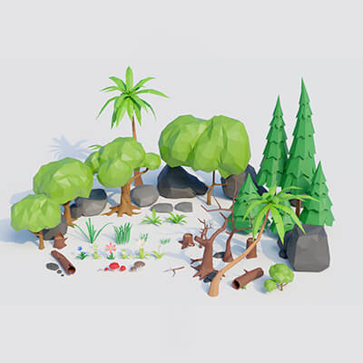 Low-Poly Forest Nature Assets 3D Model by avijeet388