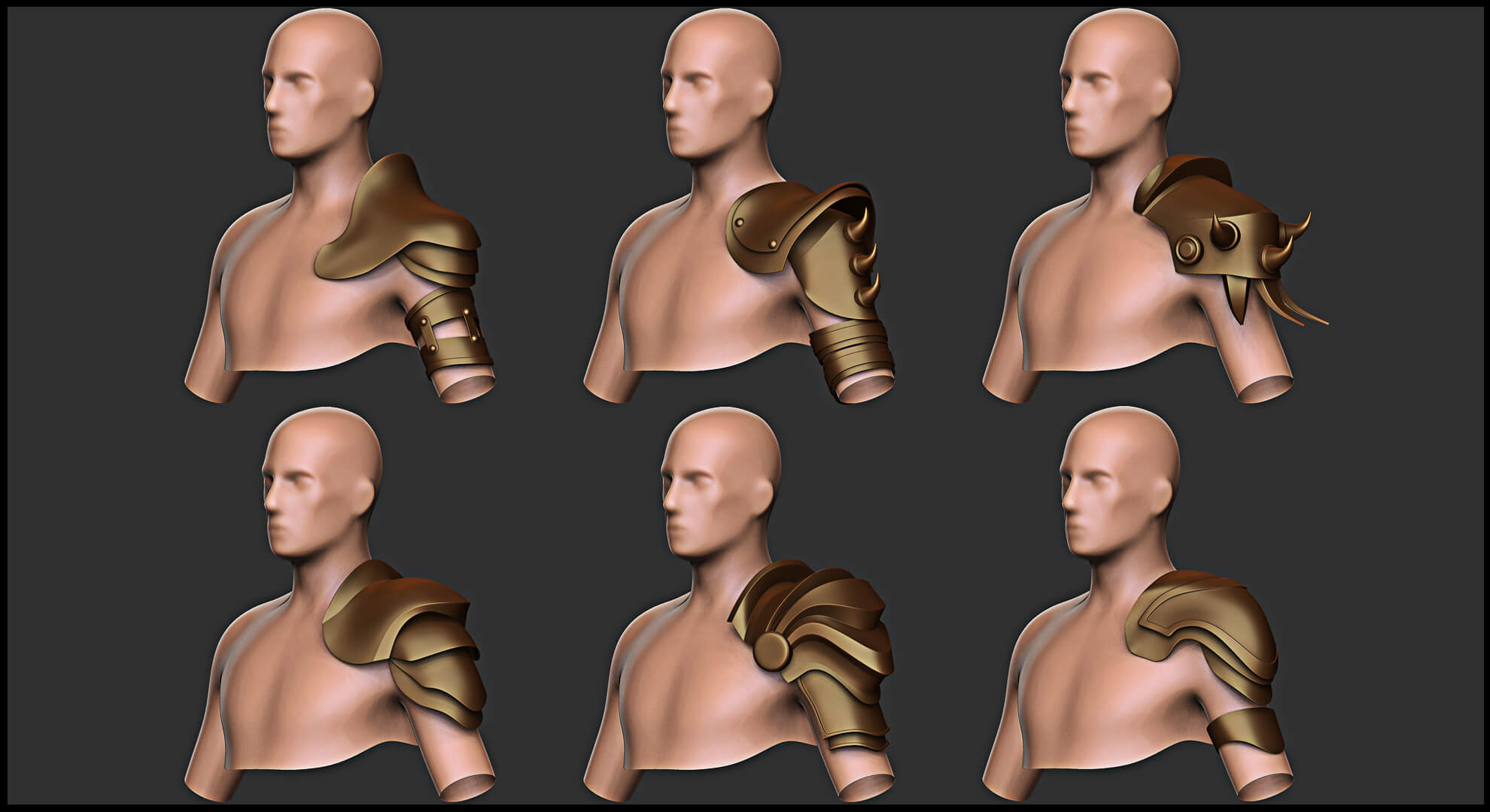 30 Shoulder Armor Low Poly and Highpoly Base Mesh (With UV) - 3D Model ...