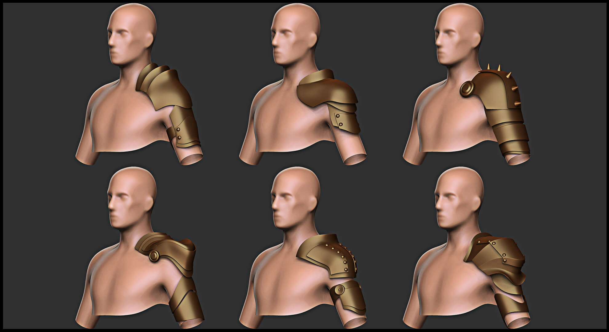 30 Shoulder Armor Low Poly and Highpoly Base Mesh (With UV) - 3D Model ...