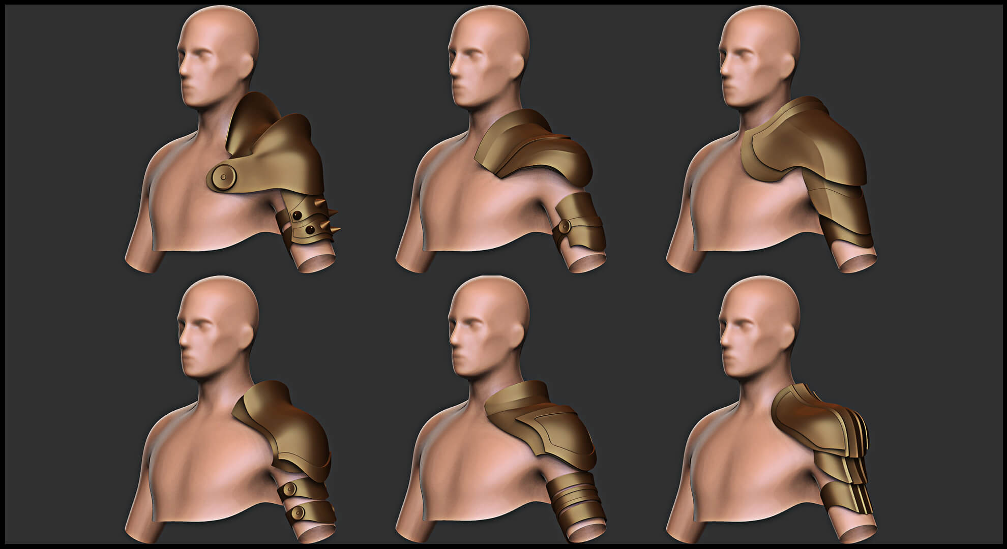 30 Shoulder Armor Low Poly and Highpoly Base Mesh (With UV) - 3D Model ...