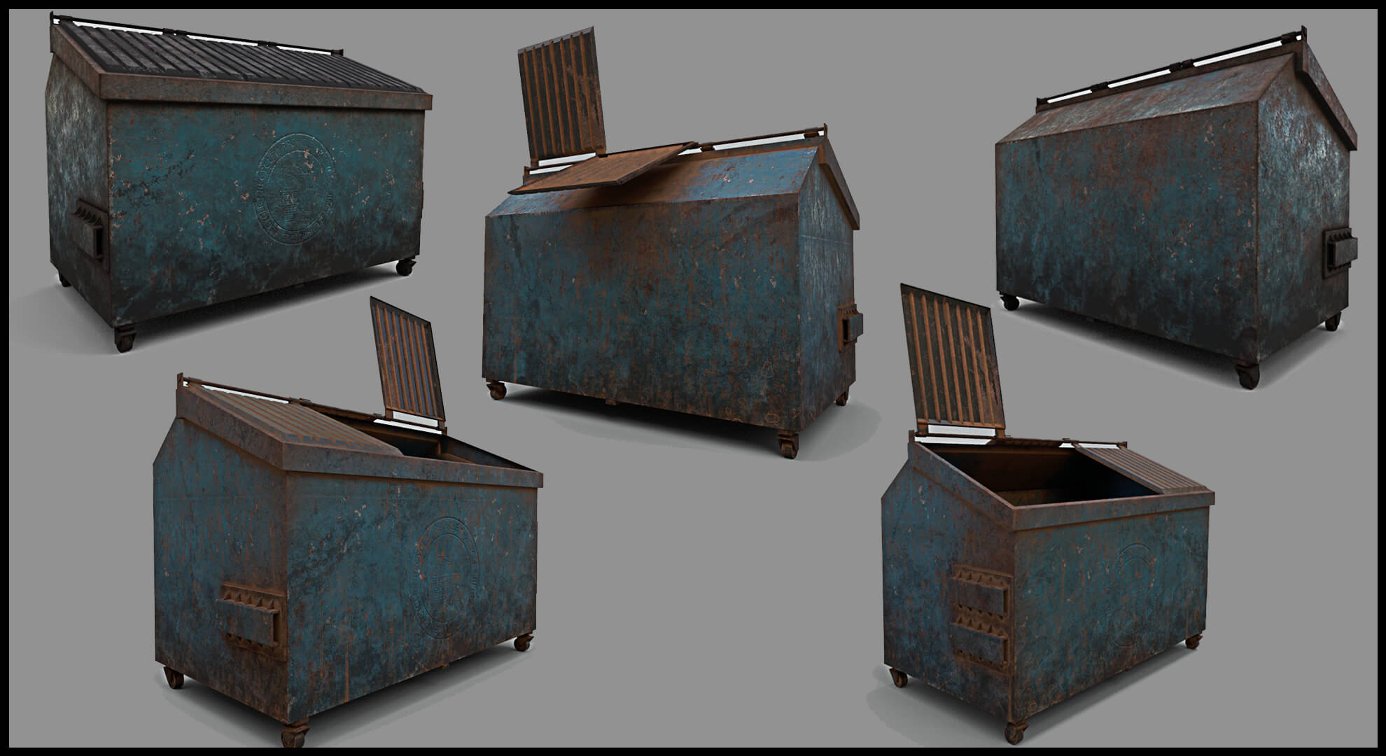 LowPoly Dustbin (Game Ready) with 10 Different Texture Set - 3D Model ...