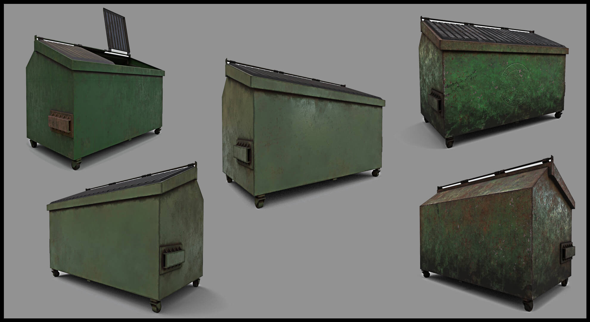 LowPoly Dustbin (Game Ready) with 10 Different Texture Set - 3D Model ...
