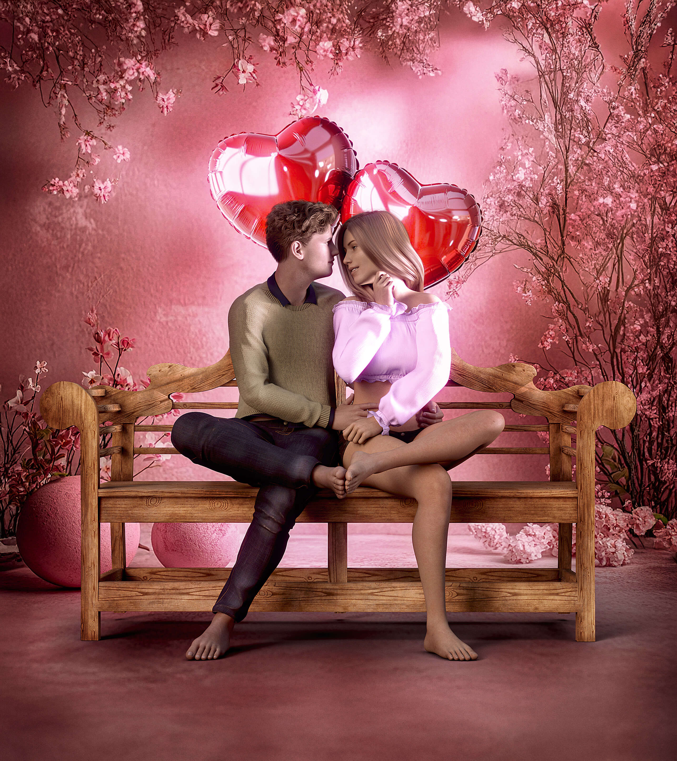 Romantic Photoshoot 3D Render, Digital Art by Axe Maker