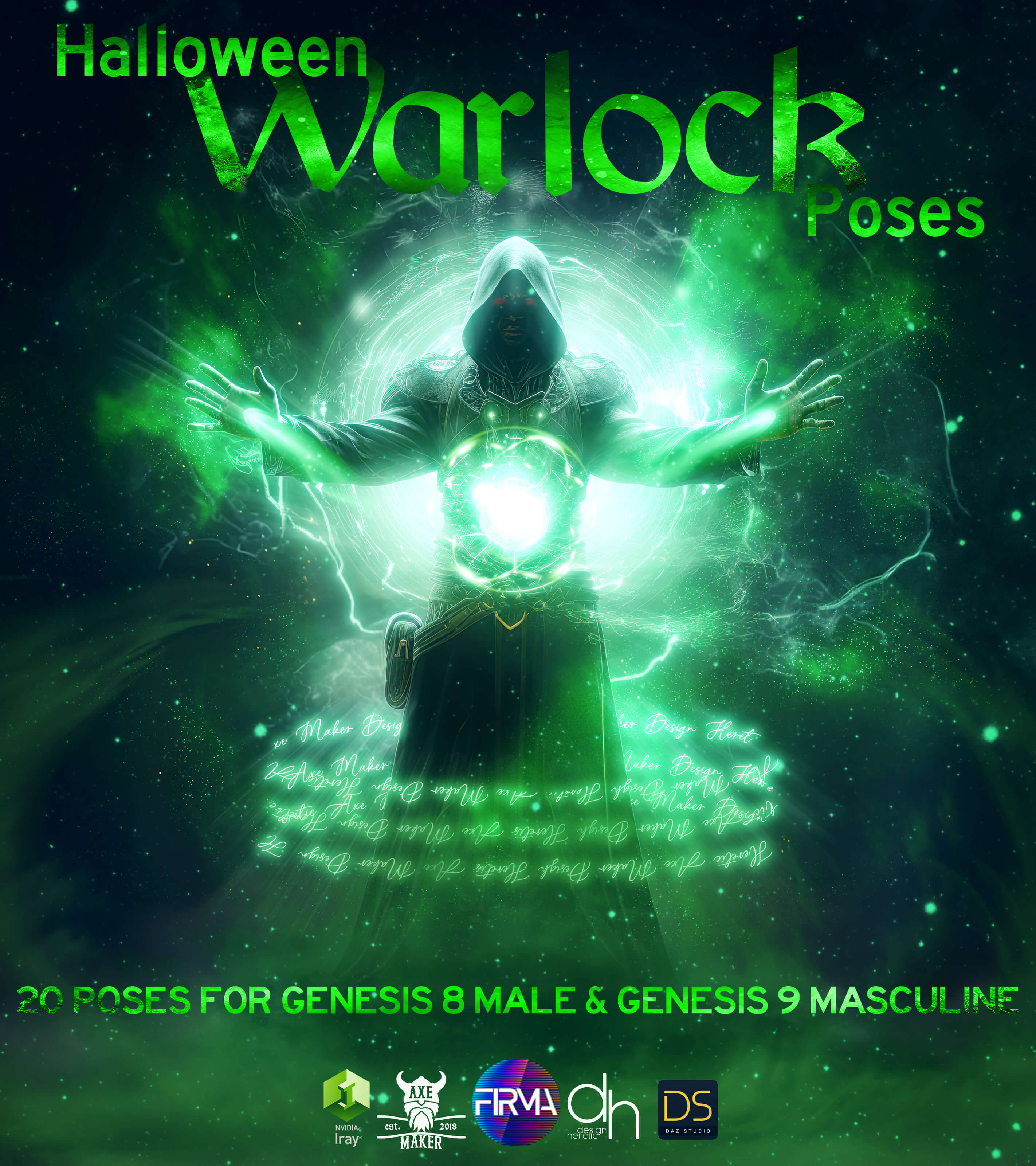 Halloween Warlock - Pose Pack Daz Content by Axe Maker
