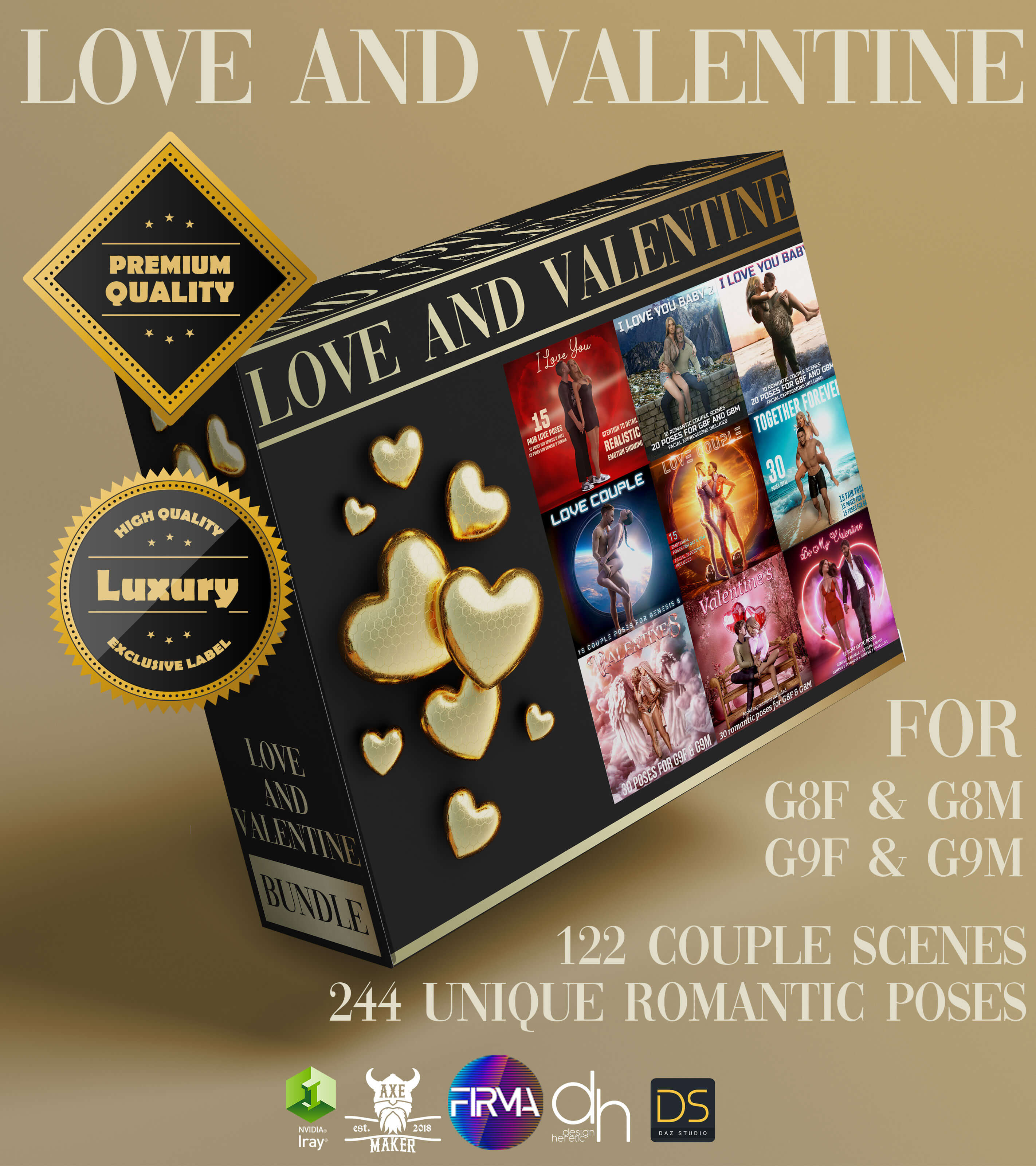 Love and Valentine Bundle - Daz Content by Axe Maker