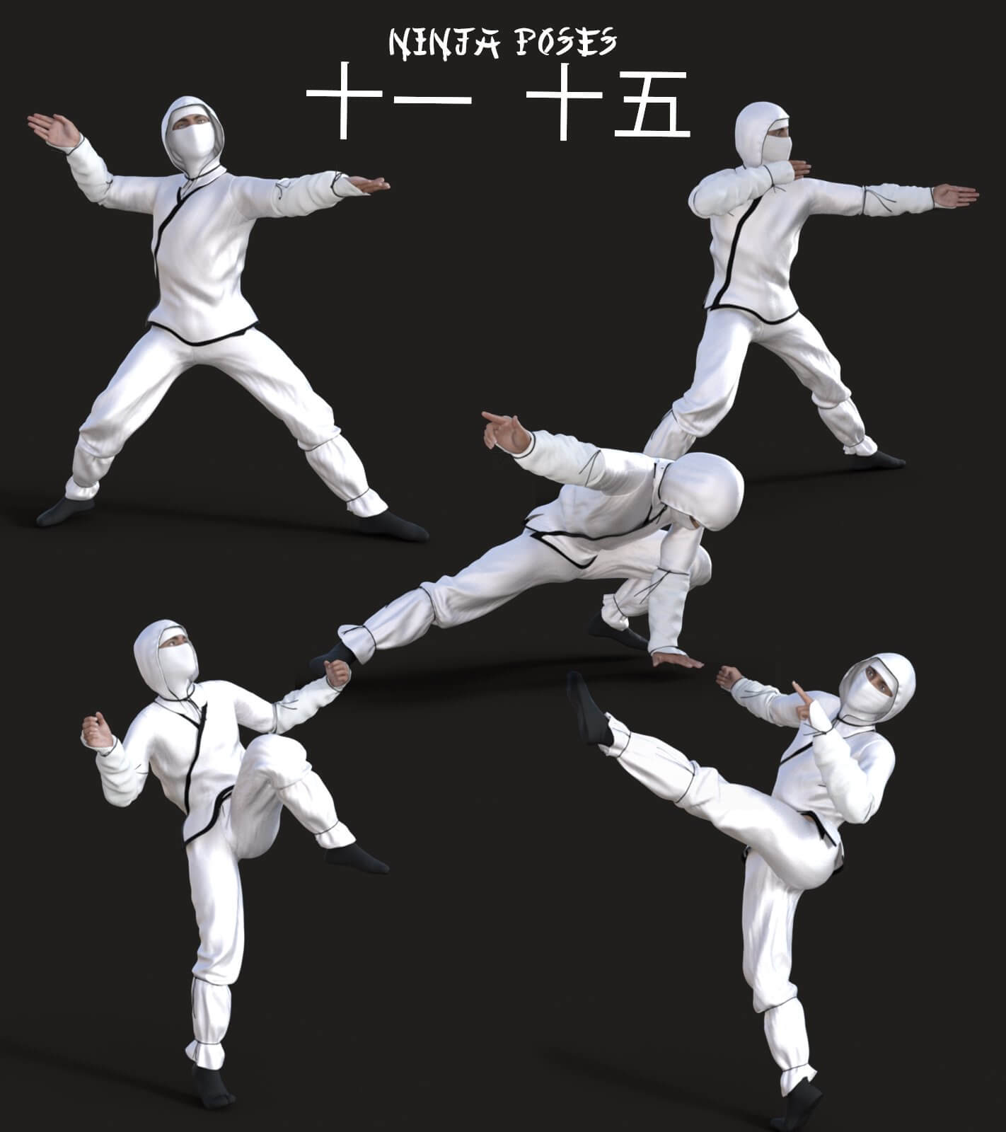 Ninja Poses for Genesis 8 Male - Daz Content by Axe Maker