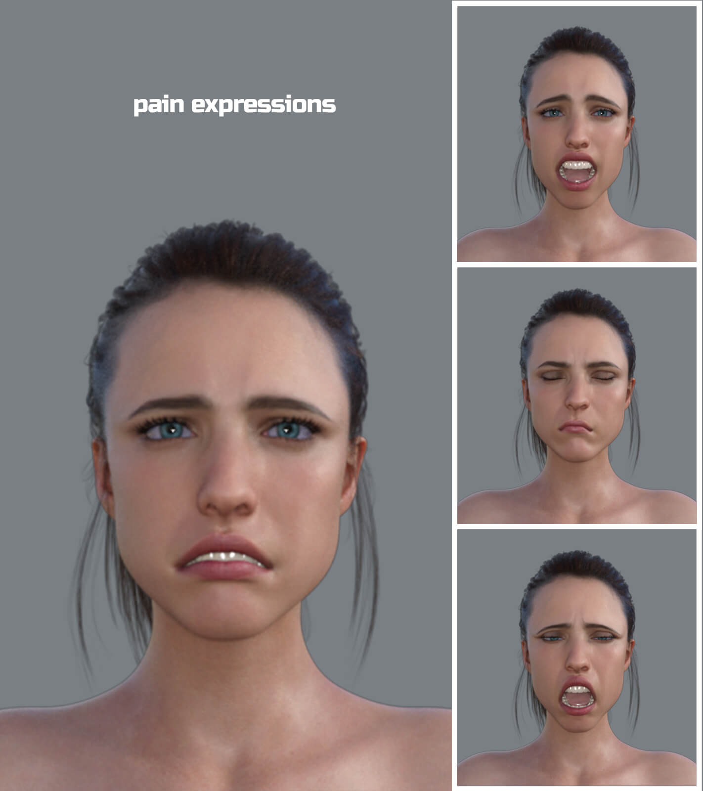 Pain Face Expressions - Daz Content by Axe Maker