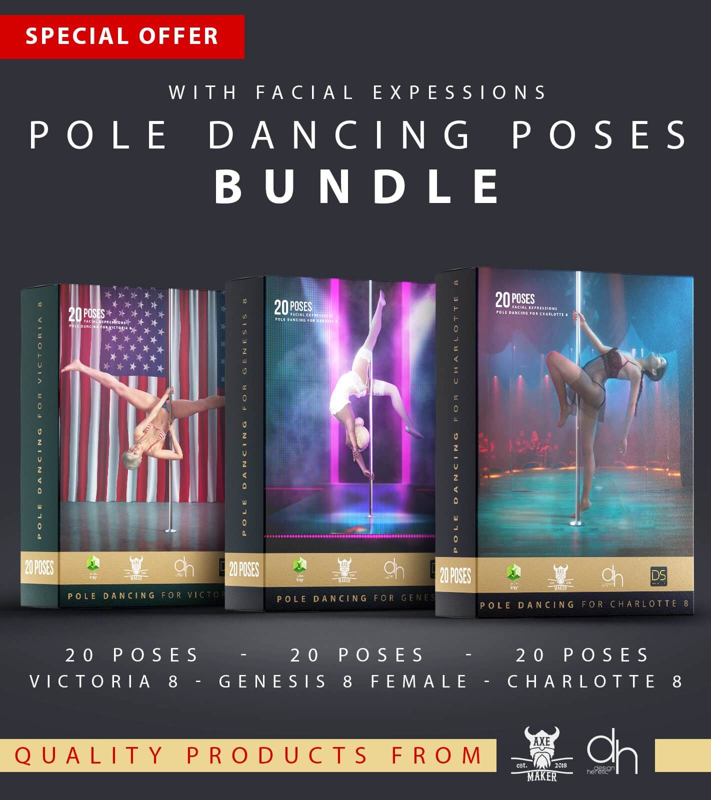 Pole Dance Bundle - Daz Content by Axe Maker