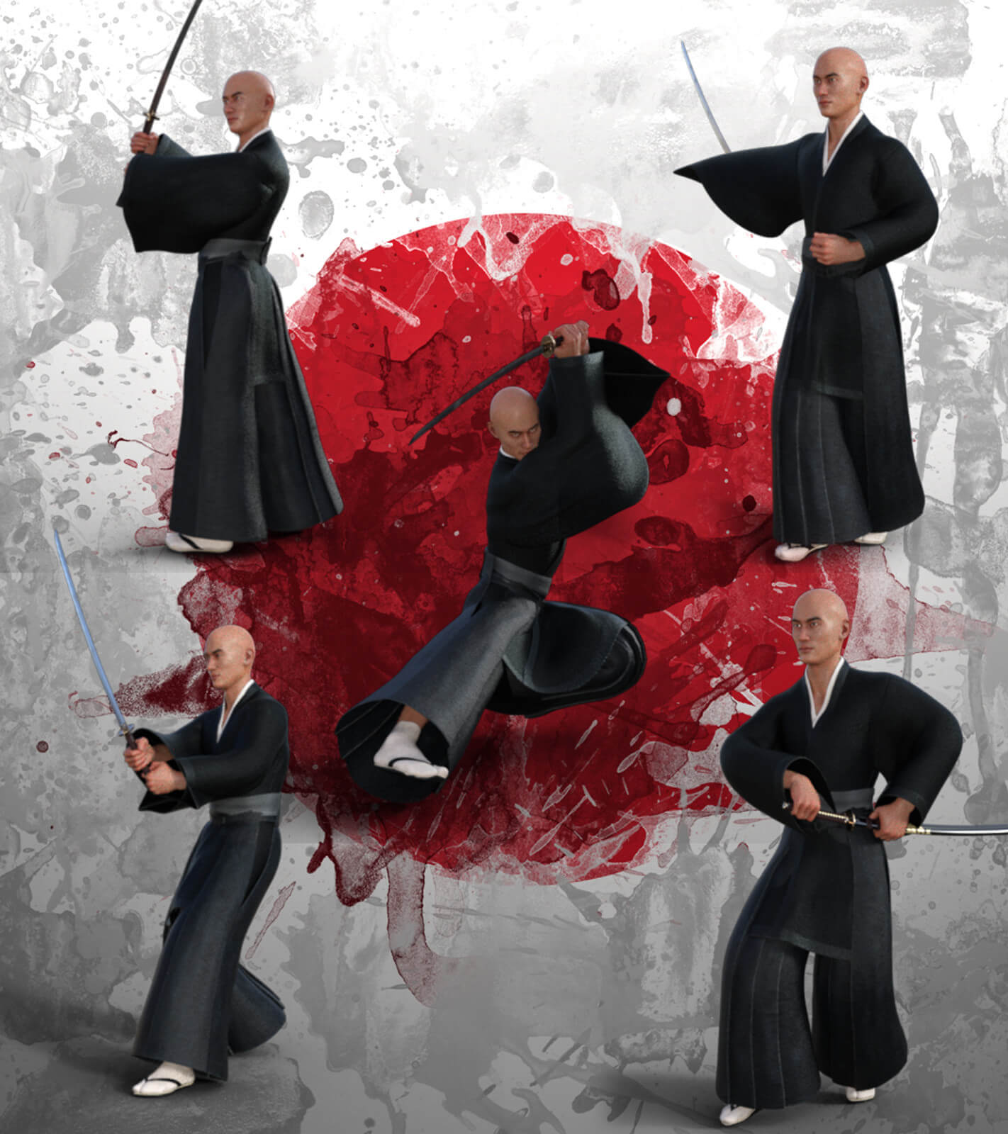 Samurai Poses for Lee 8 - Daz Content by Axe Maker