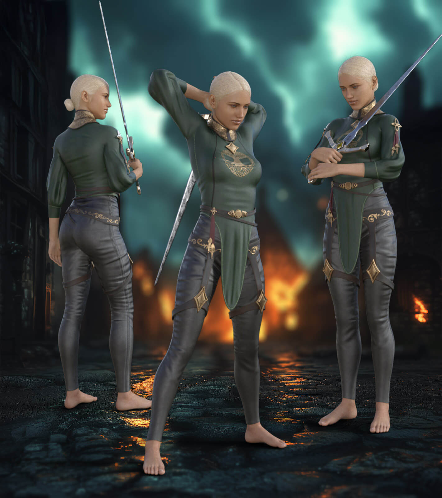 Sword Maiden Poses for Genesis 8 Figures - Daz Content by Axe Maker