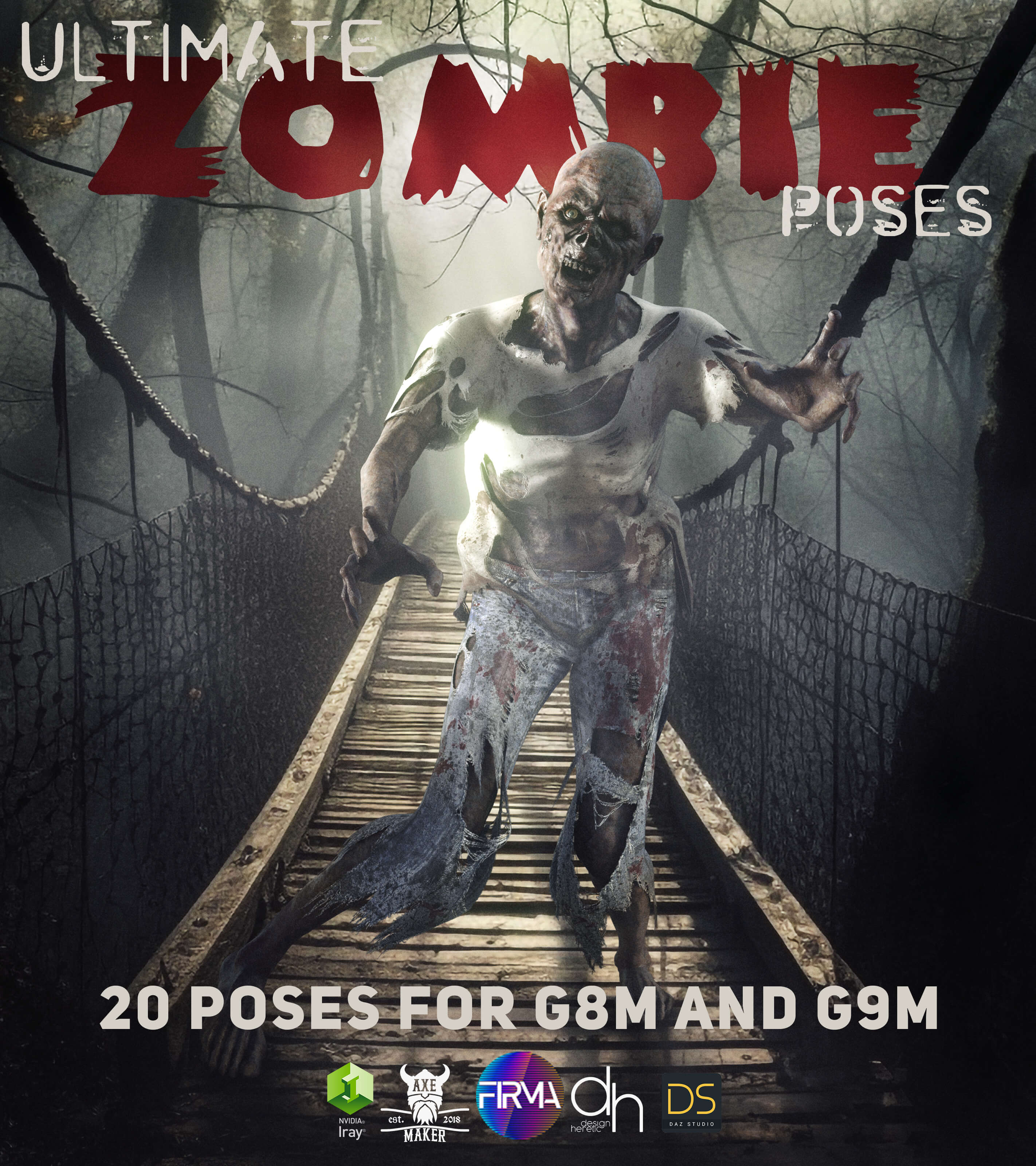 Ultimate Zombie Male - Pose Pack Daz Content by Axe Maker
