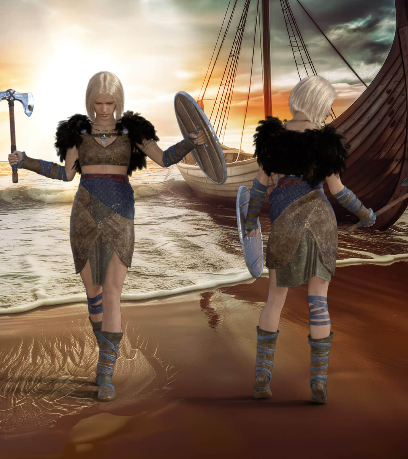 Viking Maiden - Pose Pack Daz Content by Axe Maker