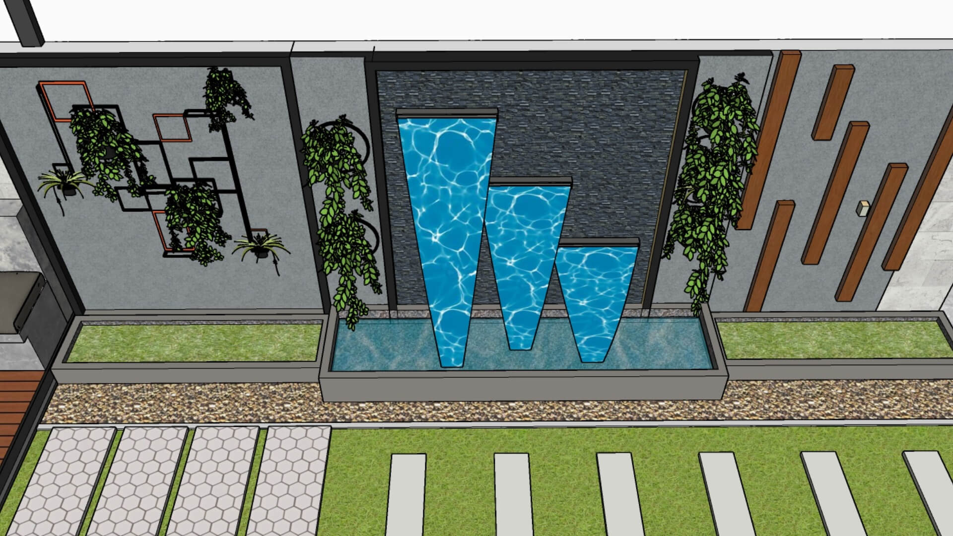 Water Feature Wall - 3D Model by Aysiscapes
