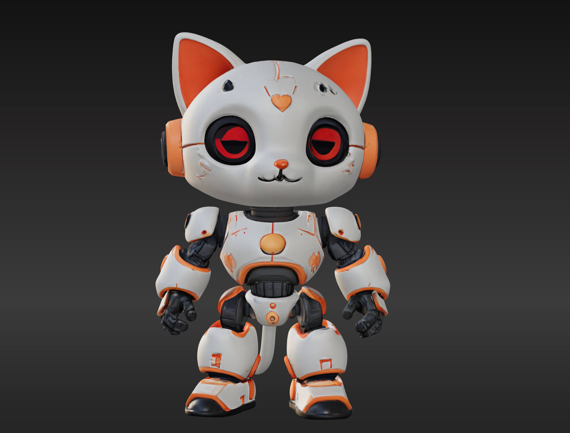 3D Model of Cute Robo Cat Animated and Printable 3D Print by azekapeka