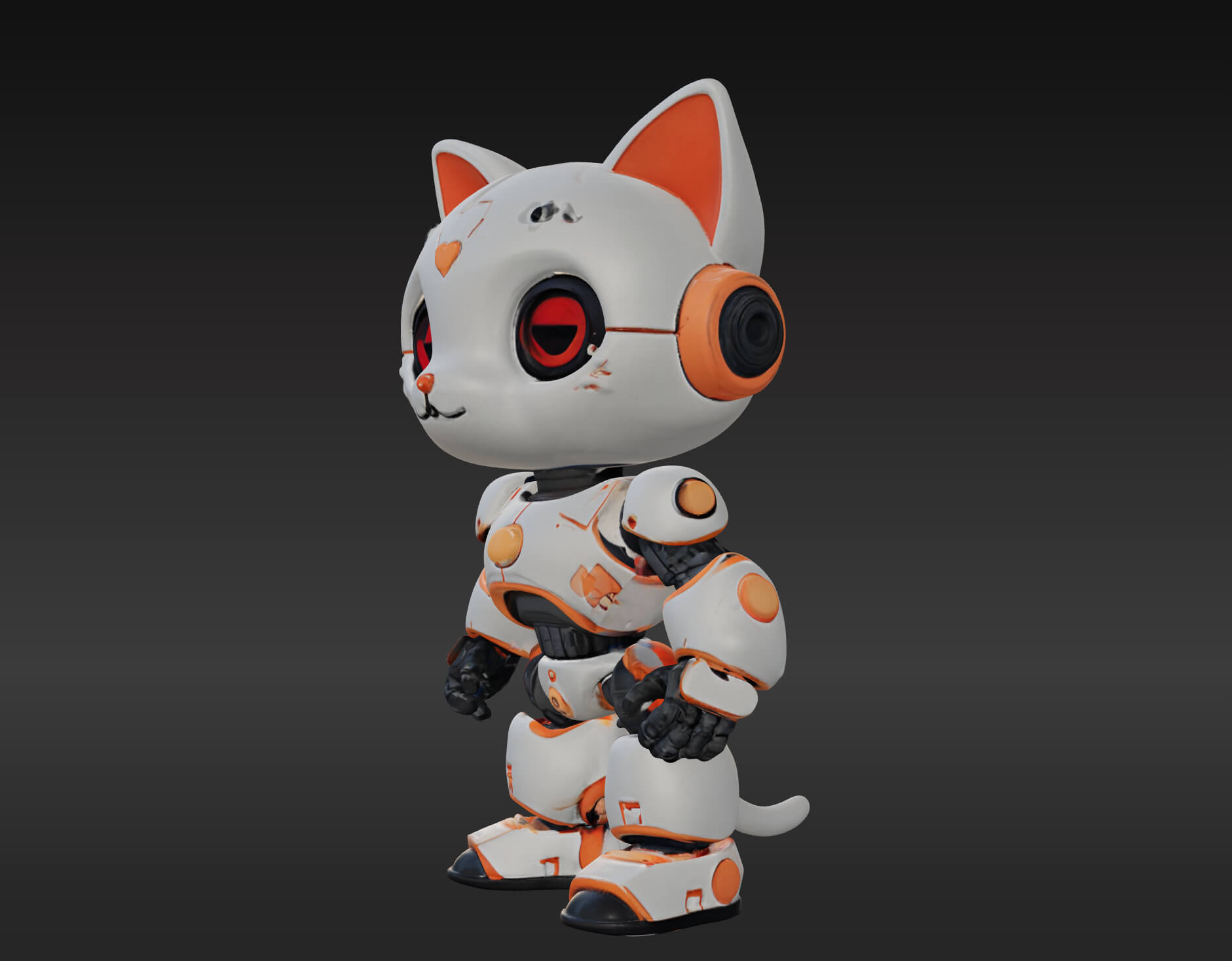 3D Model of Cute Robo Cat Animated and Printable 3D Print by azekapeka