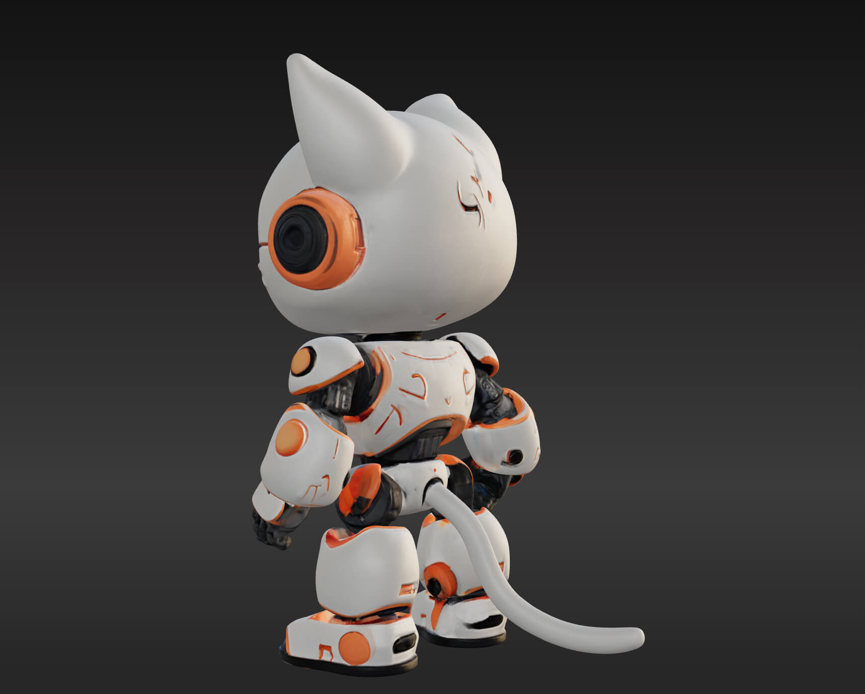 3D Model of Cute Robo Cat Animated and Printable 3D Print by azekapeka