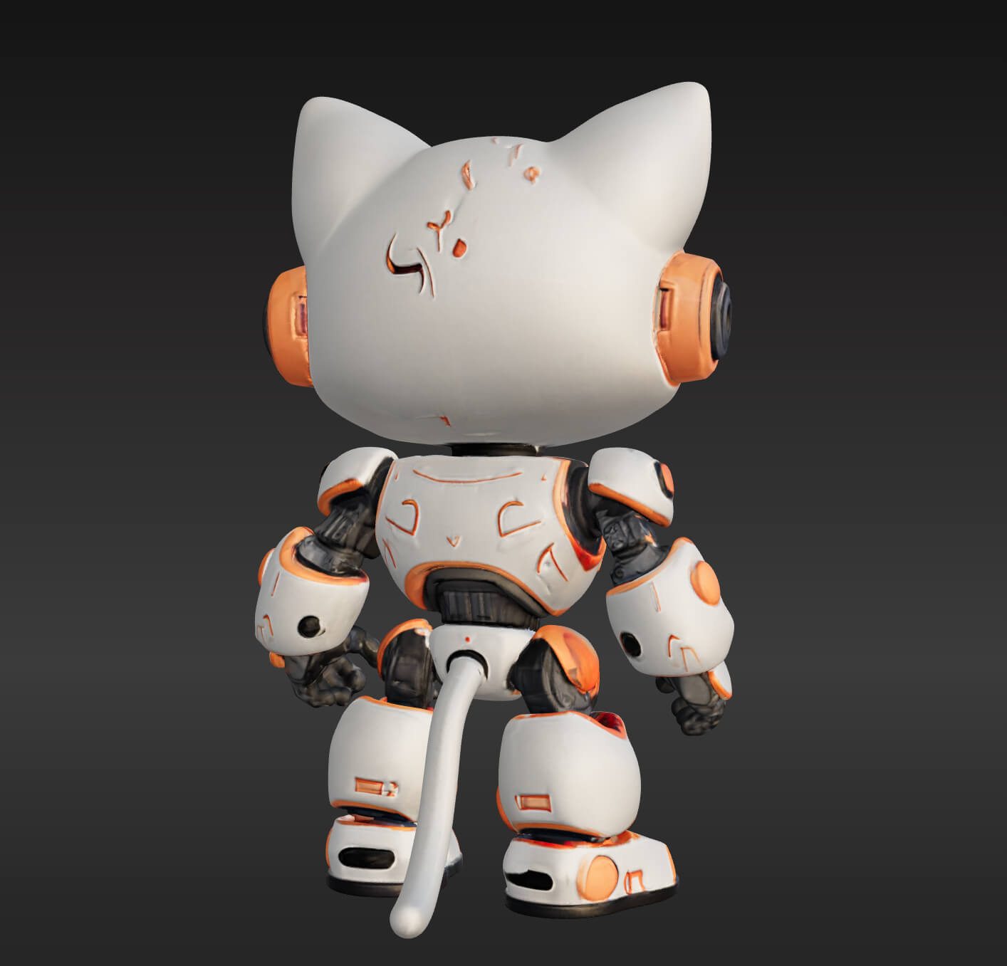 3D Model of Cute Robo Cat Animated and Printable 3D Print by azekapeka