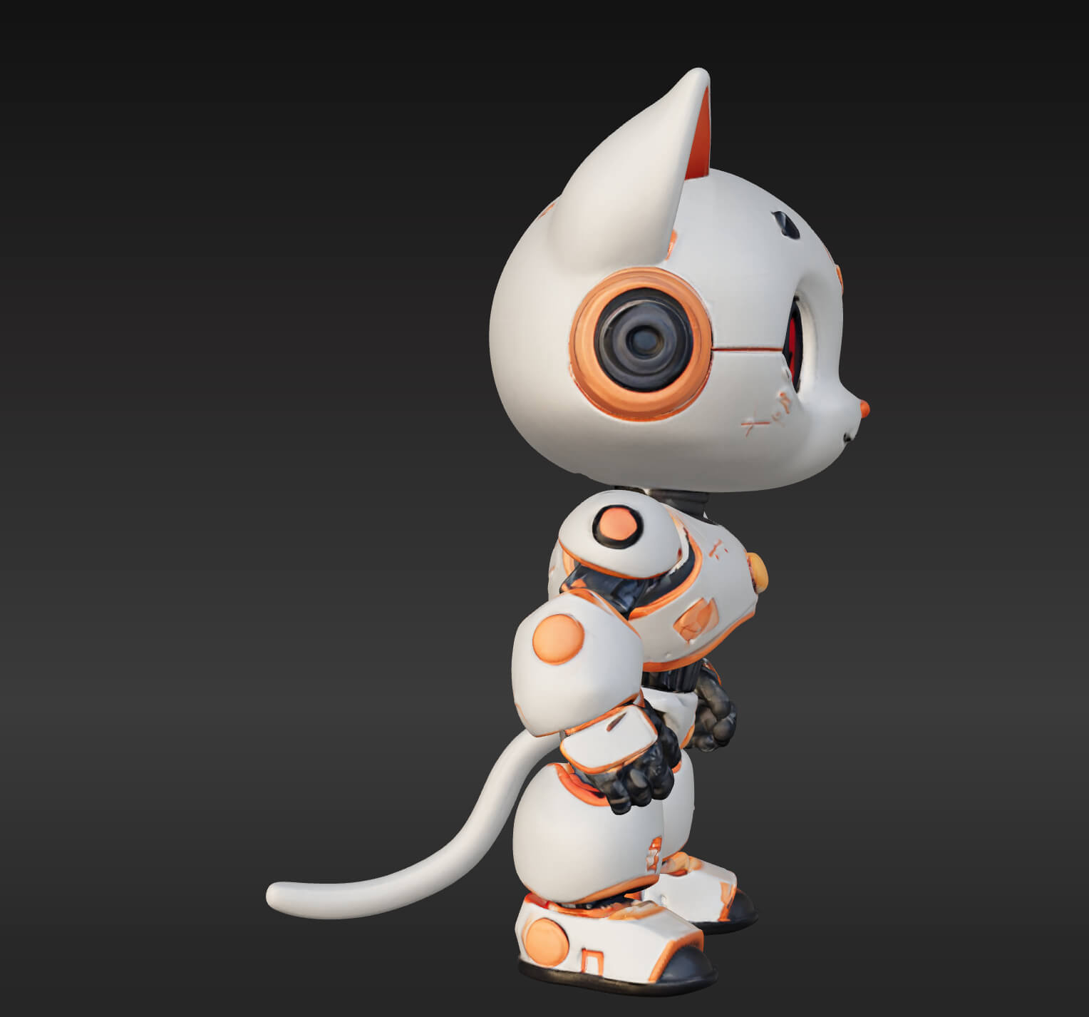 3D Model of Cute Robo Cat Animated and Printable 3D Print by azekapeka