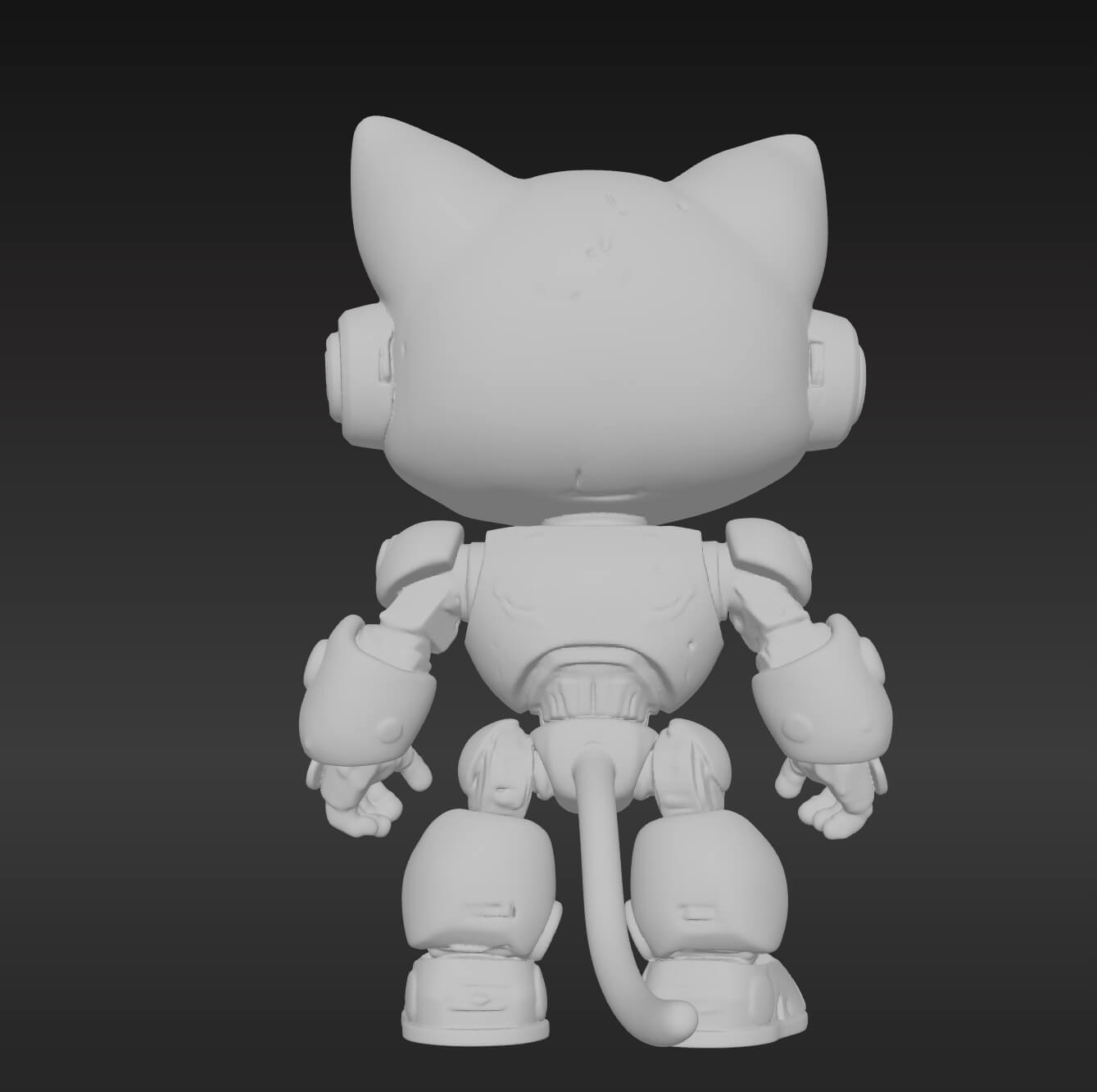 3D Model of Cute Robo Cat Animated and Printable 3D Print by azekapeka