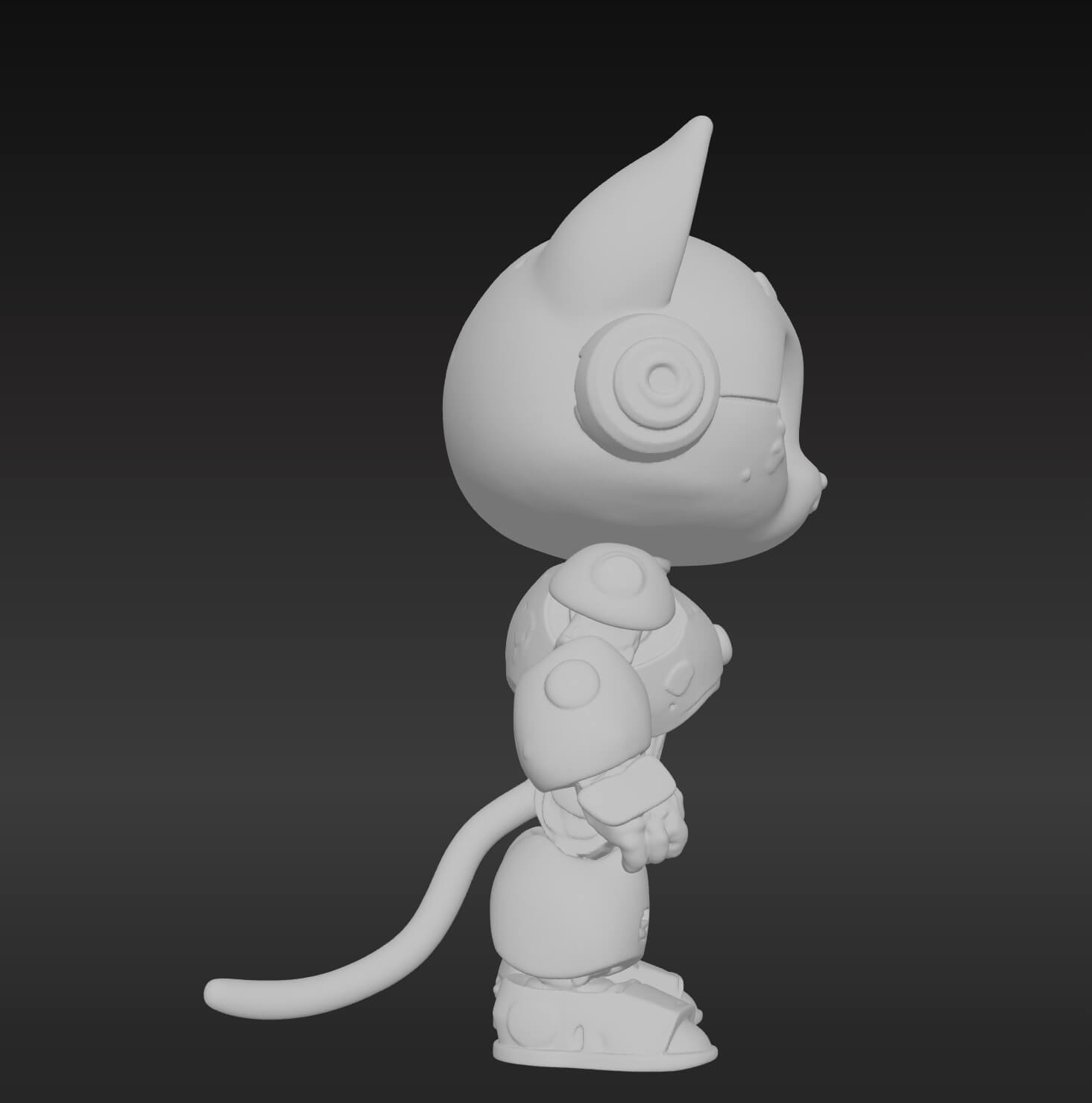 3D Model of Cute Robo Cat Animated and Printable 3D Print by azekapeka