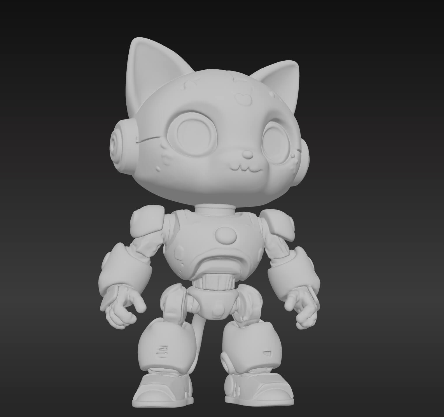3D Model of Cute Robo Cat Animated and Printable 3D Print by azekapeka