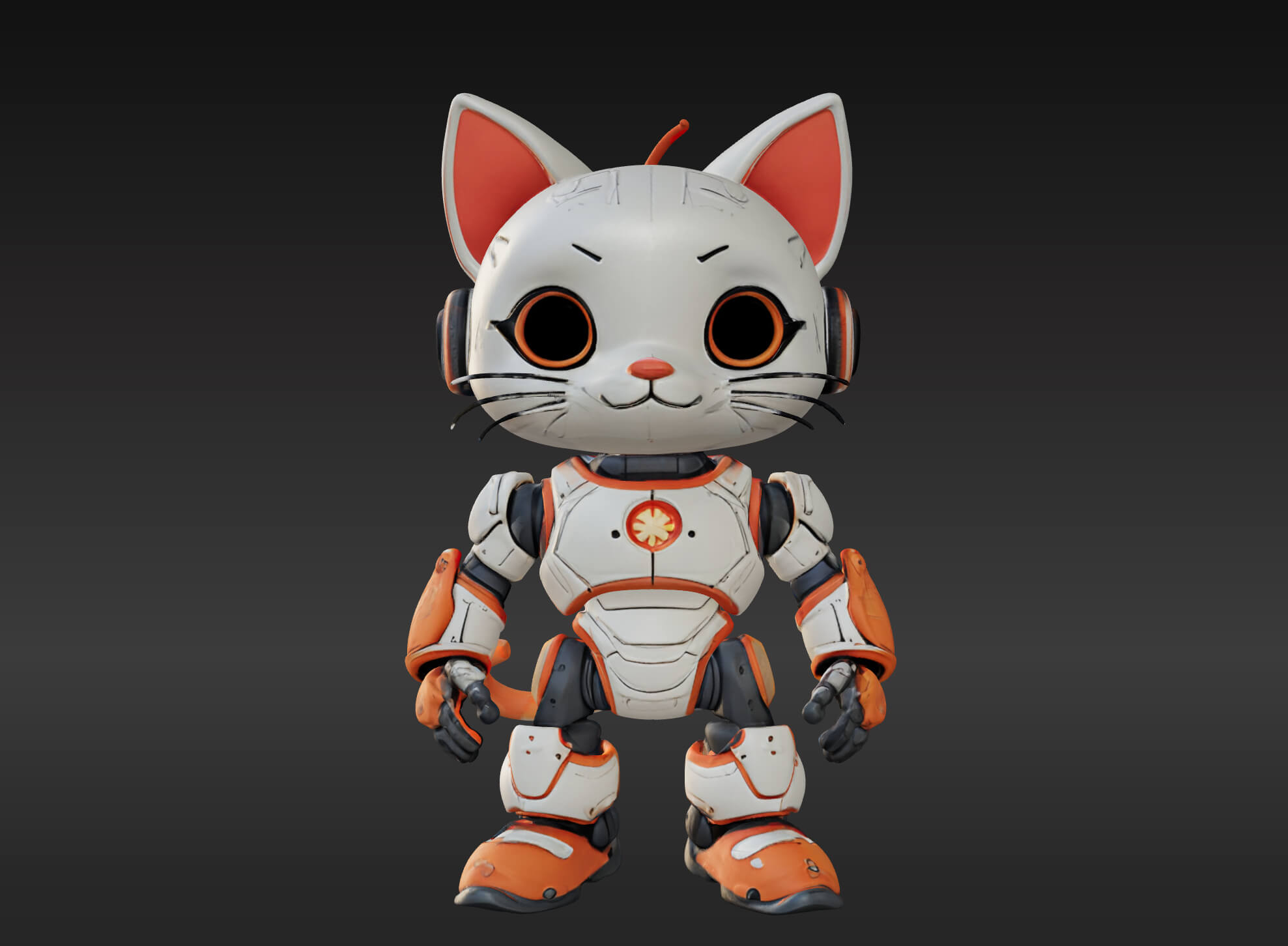 3D Model of Cute Robo Cat Animated and Printable 3D Print by azekapeka