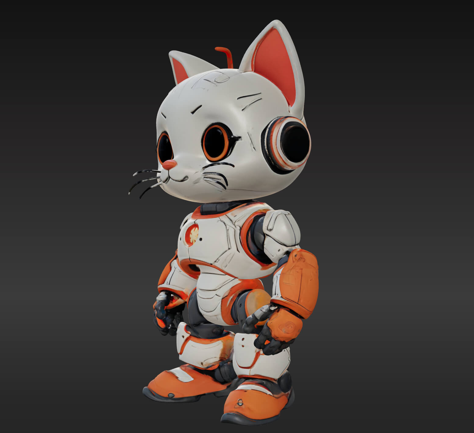 3D Model of Cute Robo Cat Animated and Printable 3D Print by azekapeka