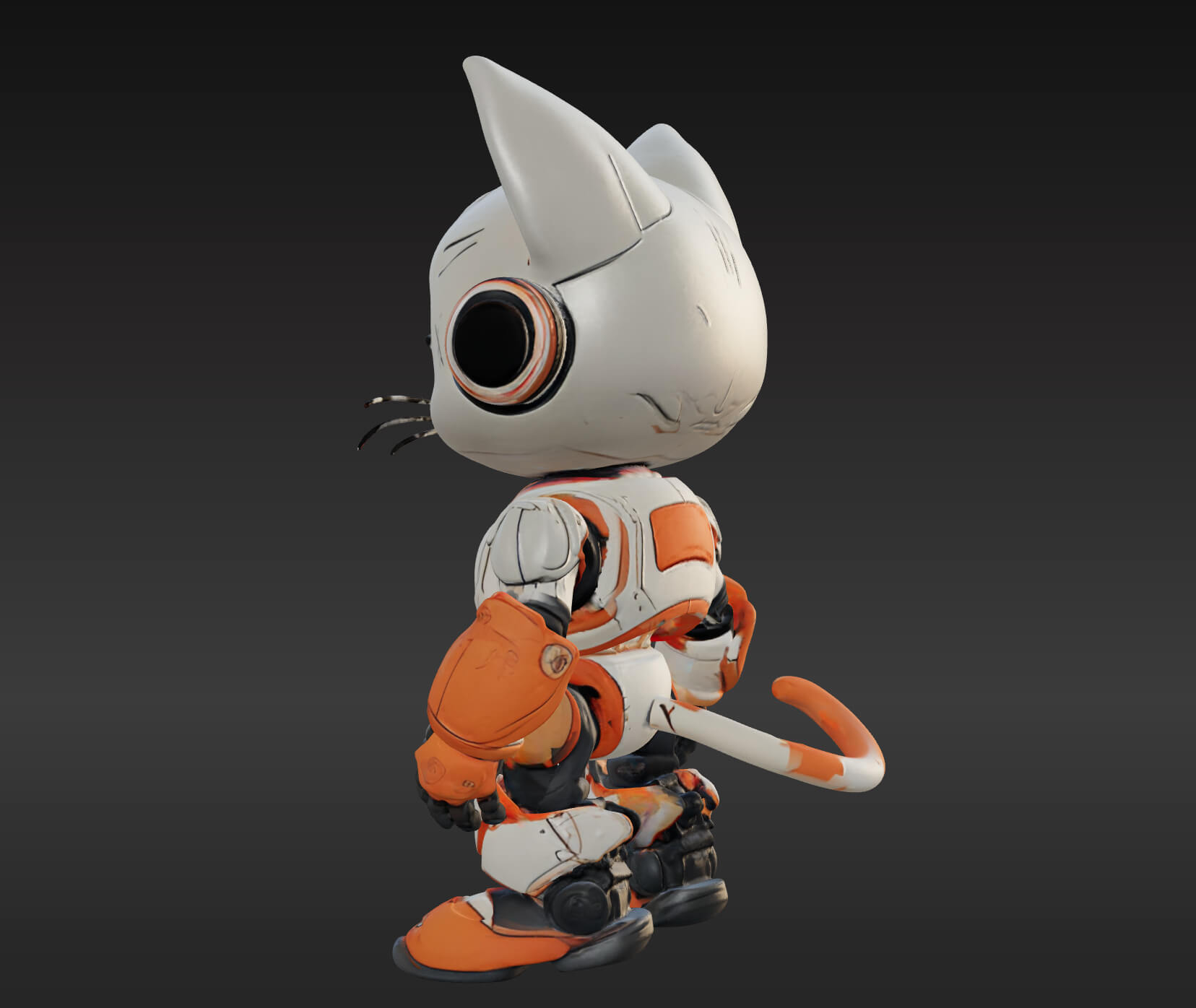 3D Model of Cute Robo Cat Animated and Printable 3D Print by azekapeka